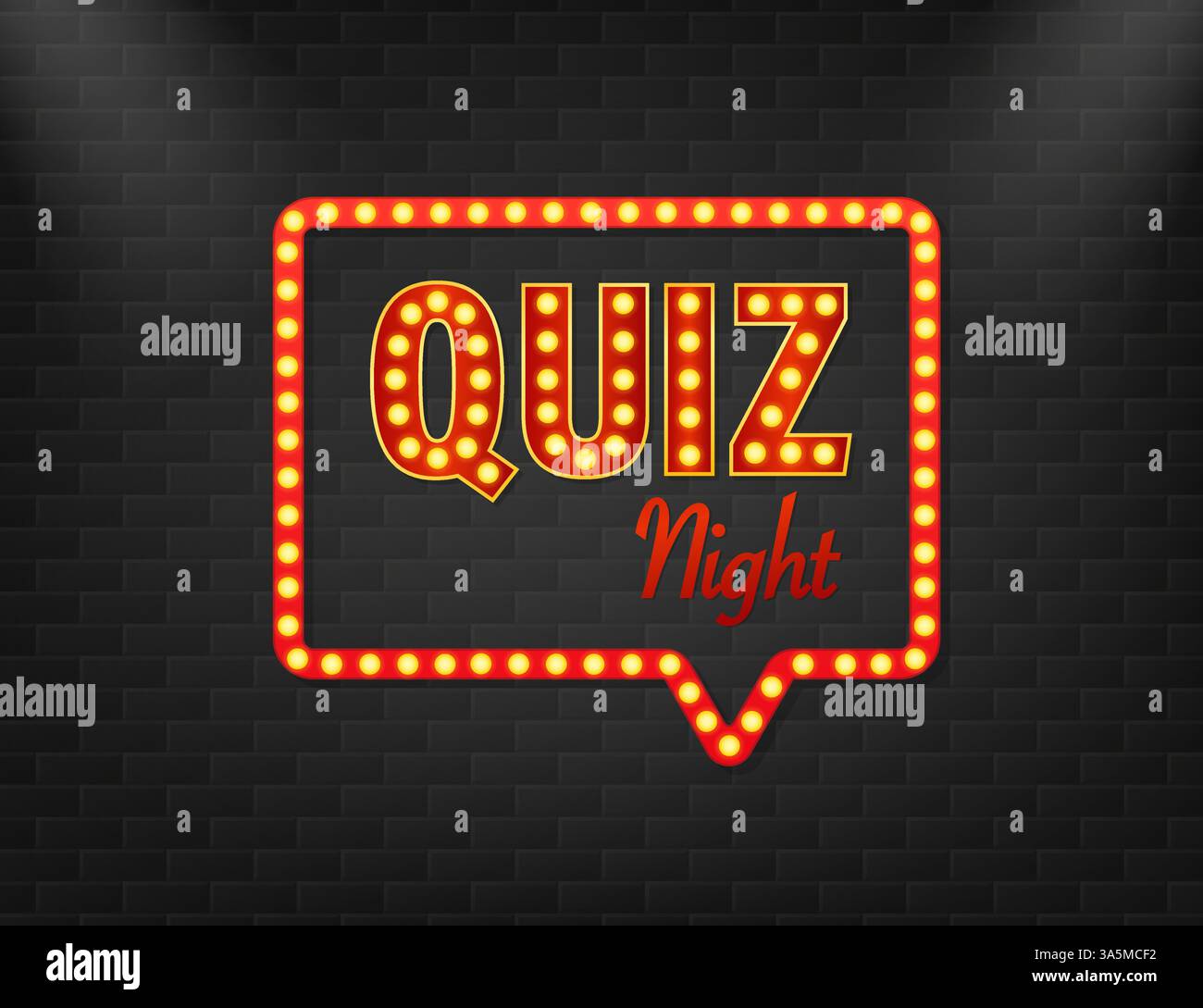 Quiz light on dark background. Retro illustration. Vector illustration ...