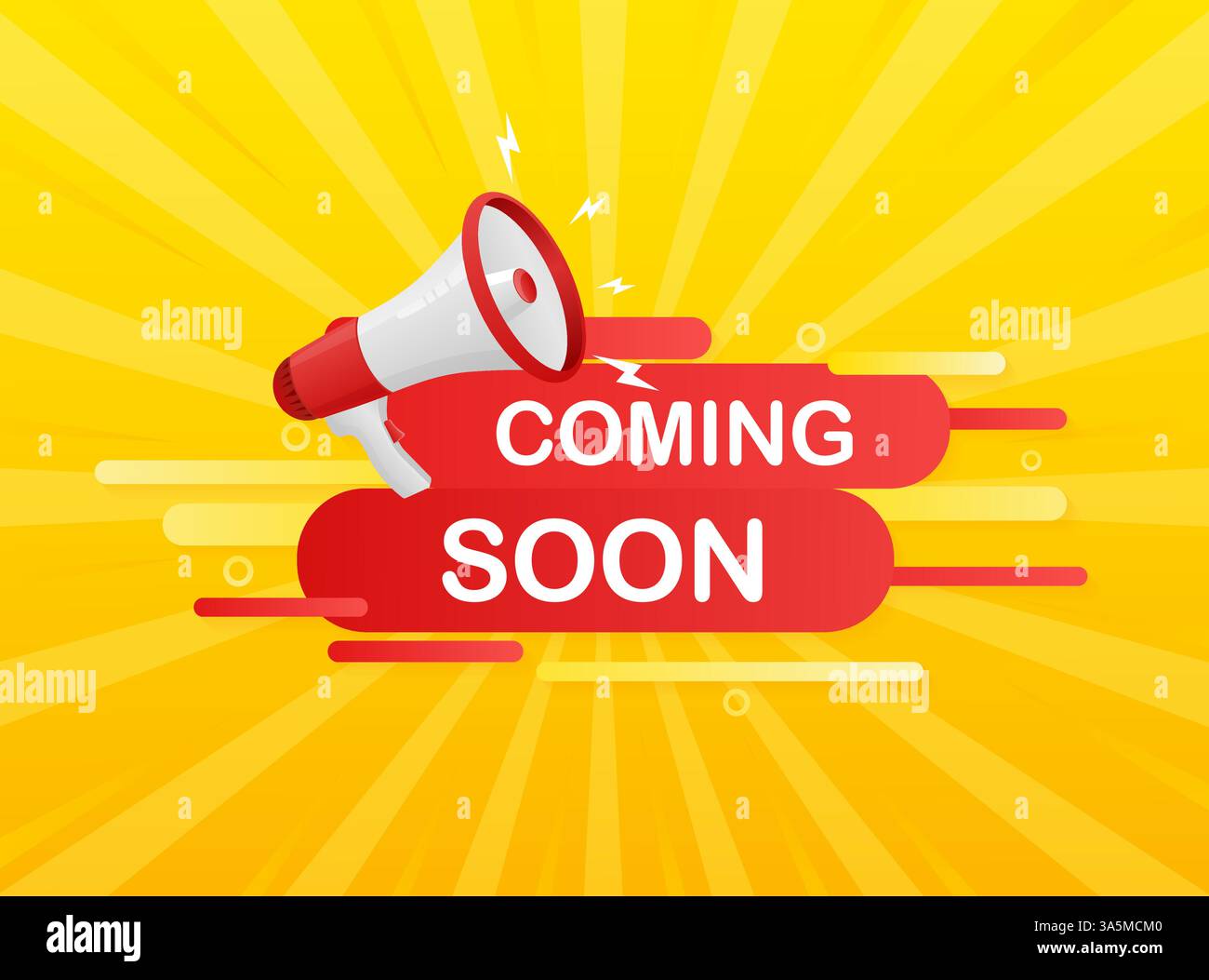 Coming soon megaphone on white background for flyer design. Vector ...