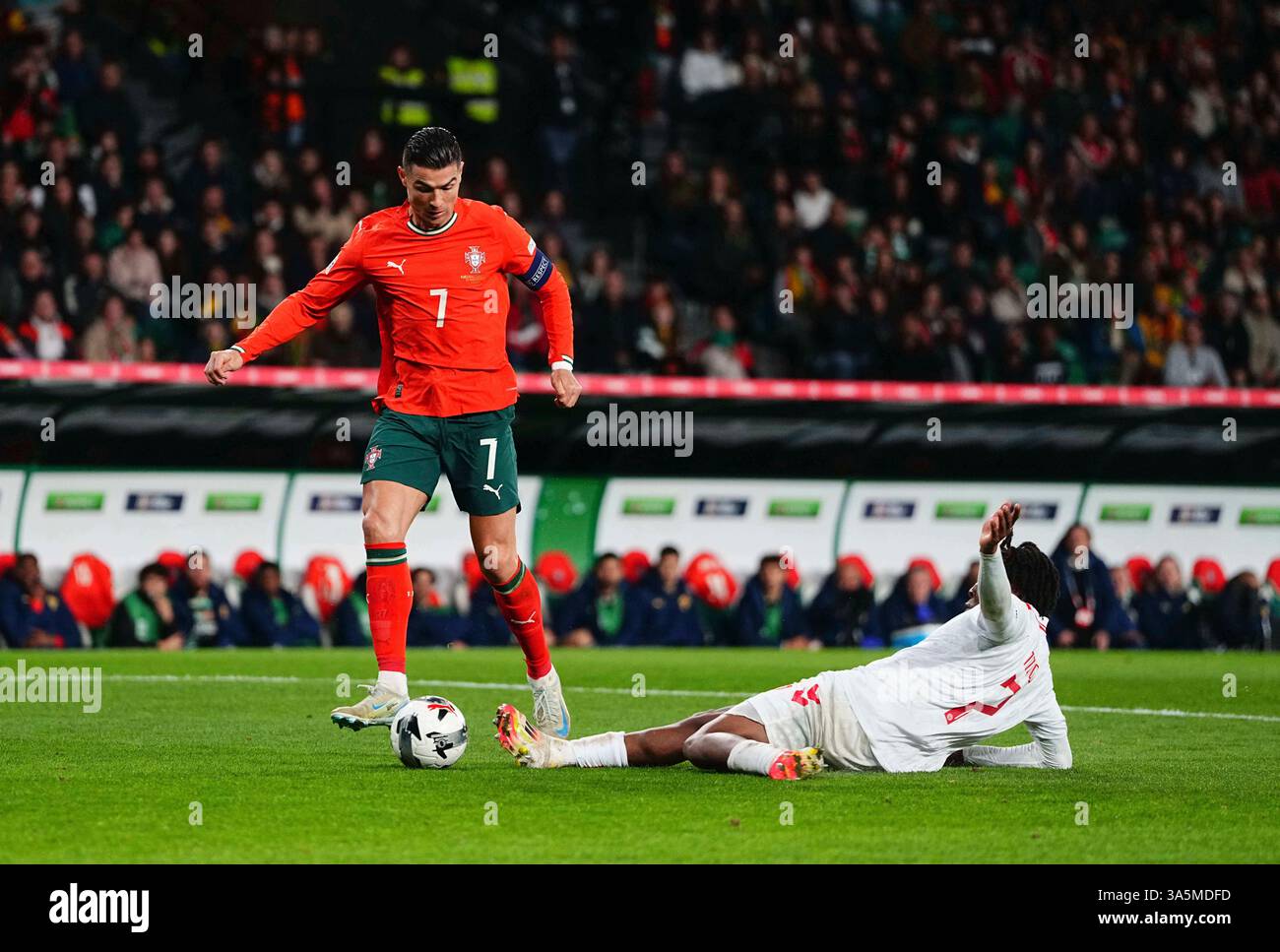 March 23 2025: Cristiano Ronaldo of Portugal and Patrick Dorgu of ...