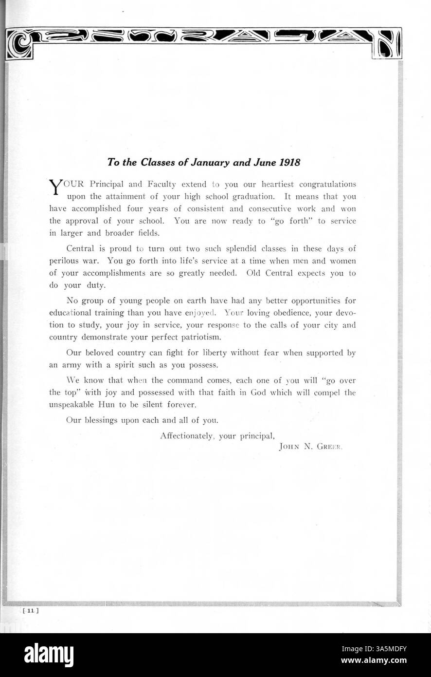 The 1918 Centralian yearbook from Central High School documents the ...