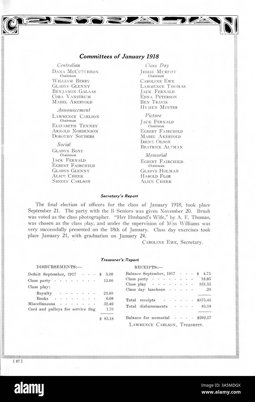 The 1918 edition of centralian chronicles the events hi-res stock ...