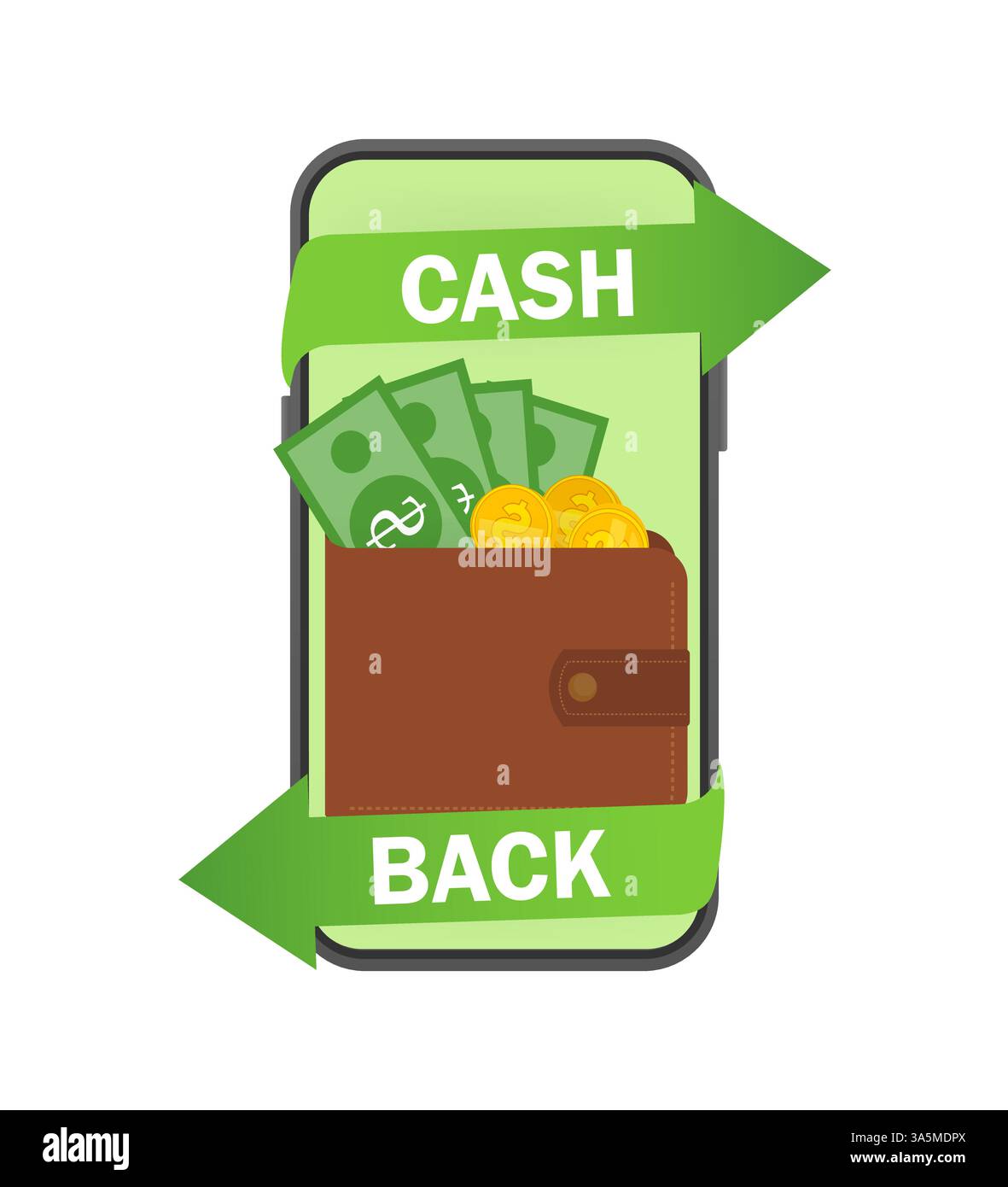 Ribbon with cashback. Symbol, logo illustration. Concept design. Dollar ...