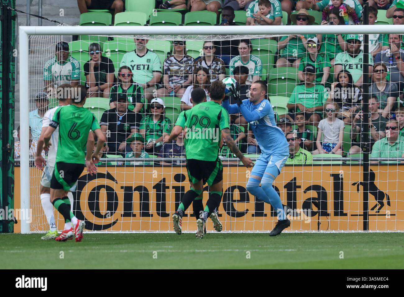 AUSTIN, TX - MARCH 23: Austin FC goalkeeper Brad Stuver (1) grabs a ...