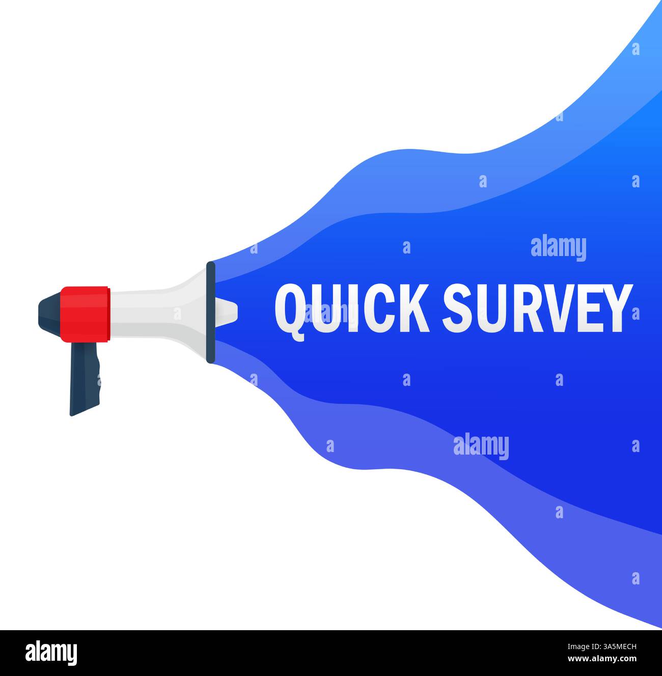 Quick survey. Badge with megaphone icon. Flat vector illustration on ...