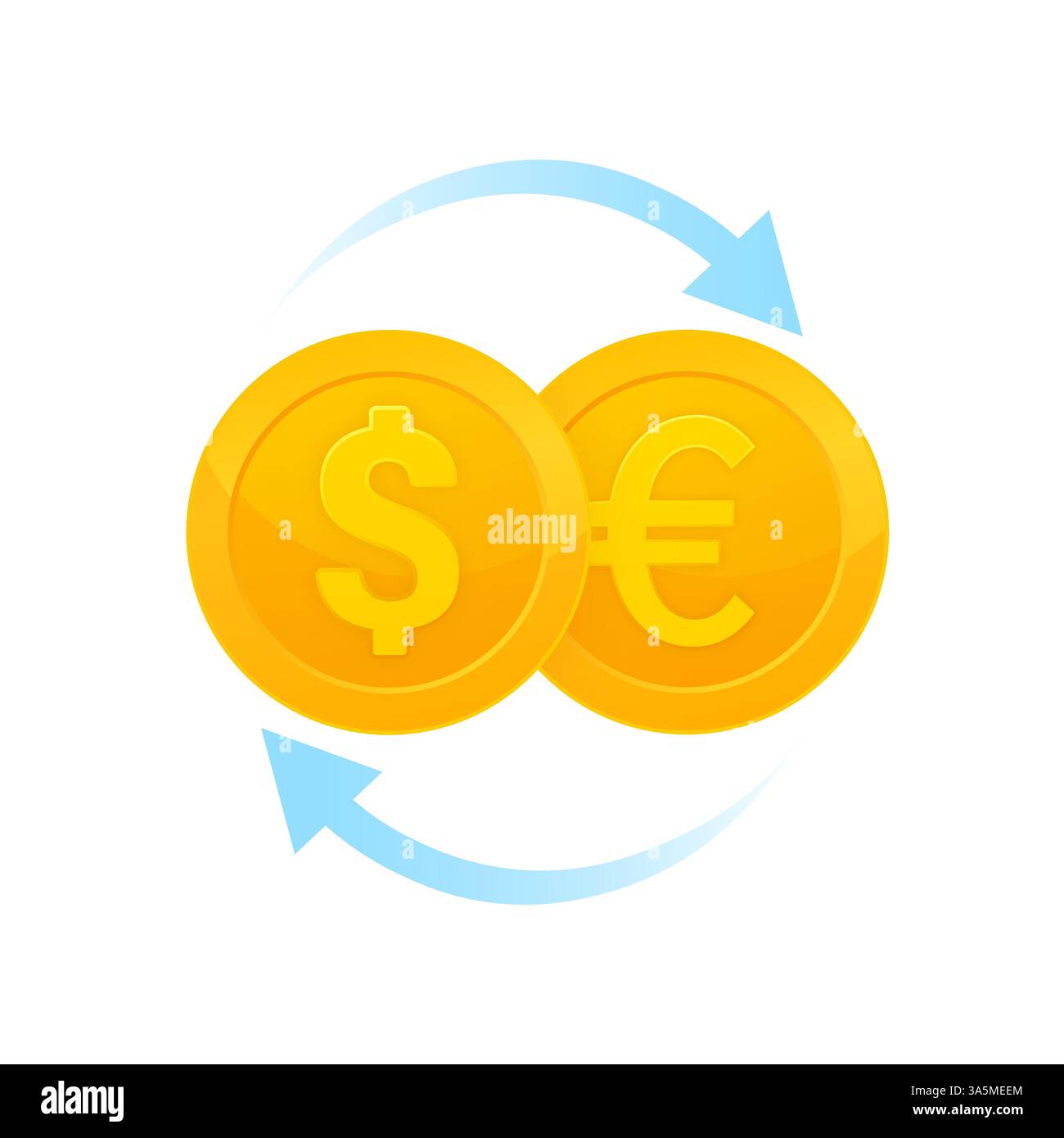 Flat illustration with gold currency exchange dollar to euro for ...