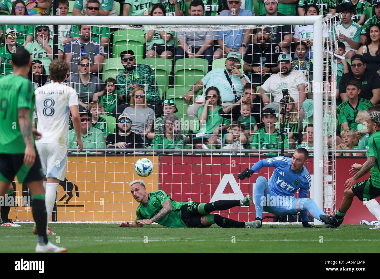 AUSTIN, TX - MARCH 23: Austin FC goalkeeper Brad Stuver (1) and Austin ...