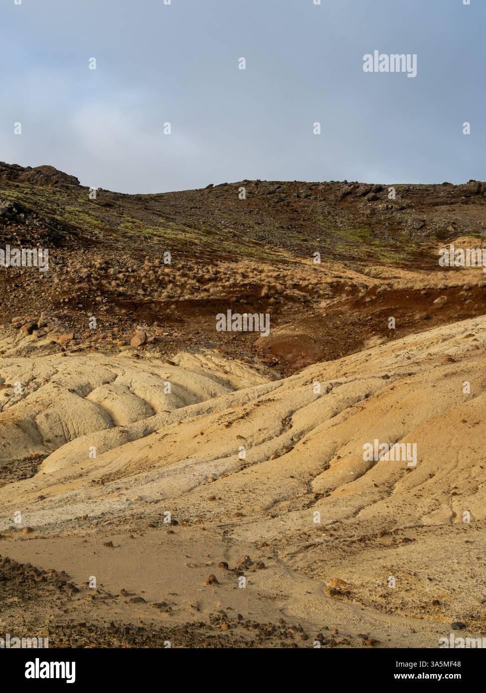 Textured geothermal landscape in Krýsuvík Seltún, Iceland. Earth’s ...
