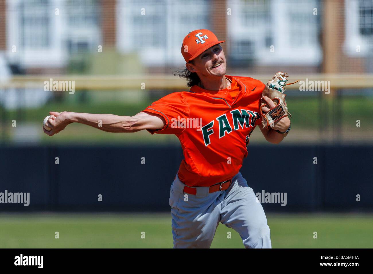 Florida A&M pitcher Trenten Langley (13) pitches against Alabama State ...