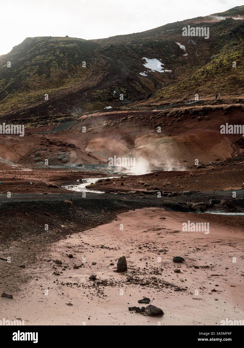 Colorful volcanic slopes and steaming geothermal terrain at Seltún ...