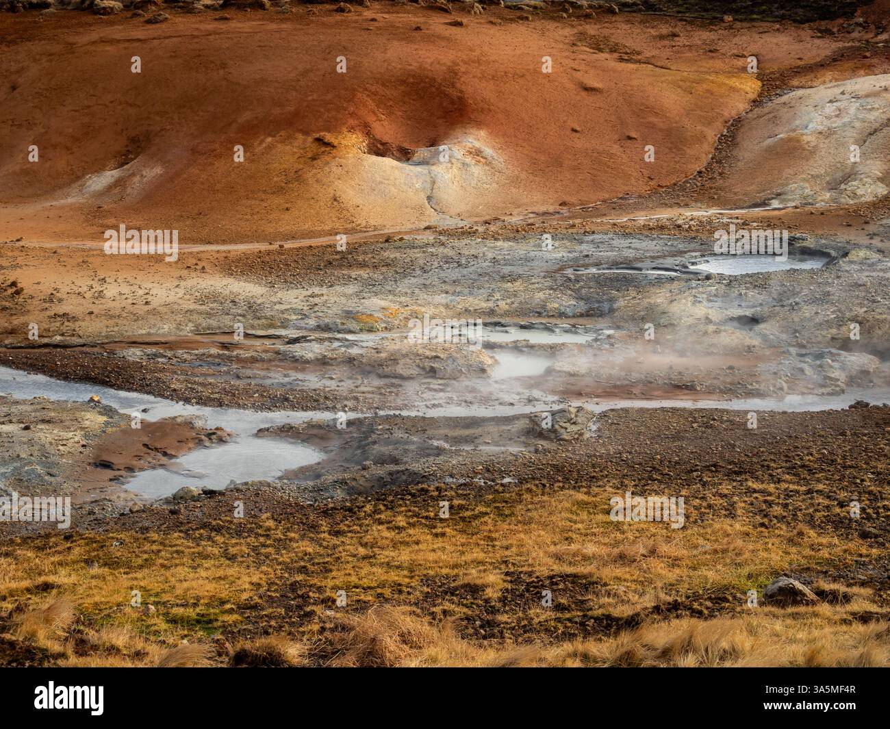 Steaming mud pools and vibrant earth colors in the Seltún geothermal ...