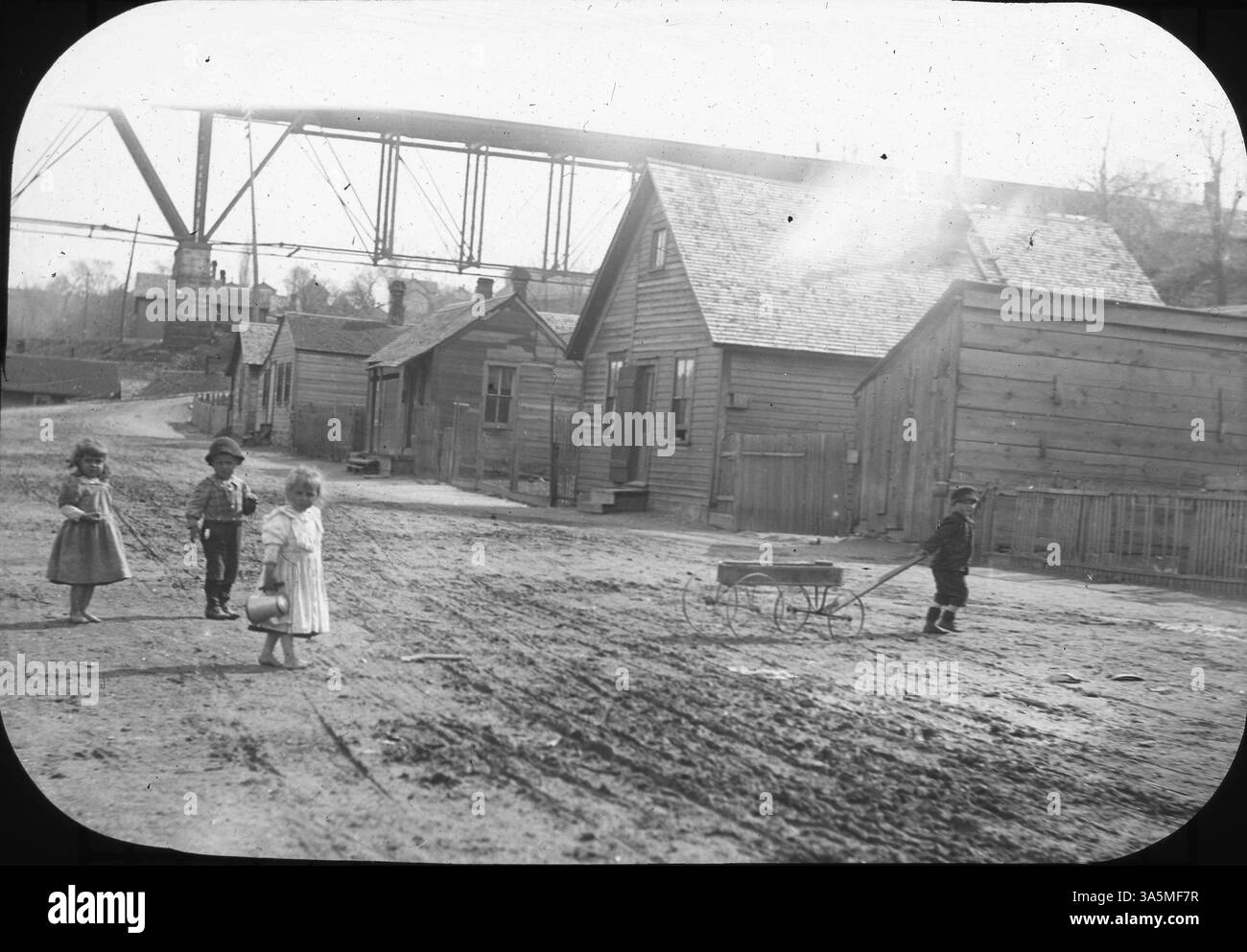 This image captures a historic street scene from Bohemian Flats, a ...