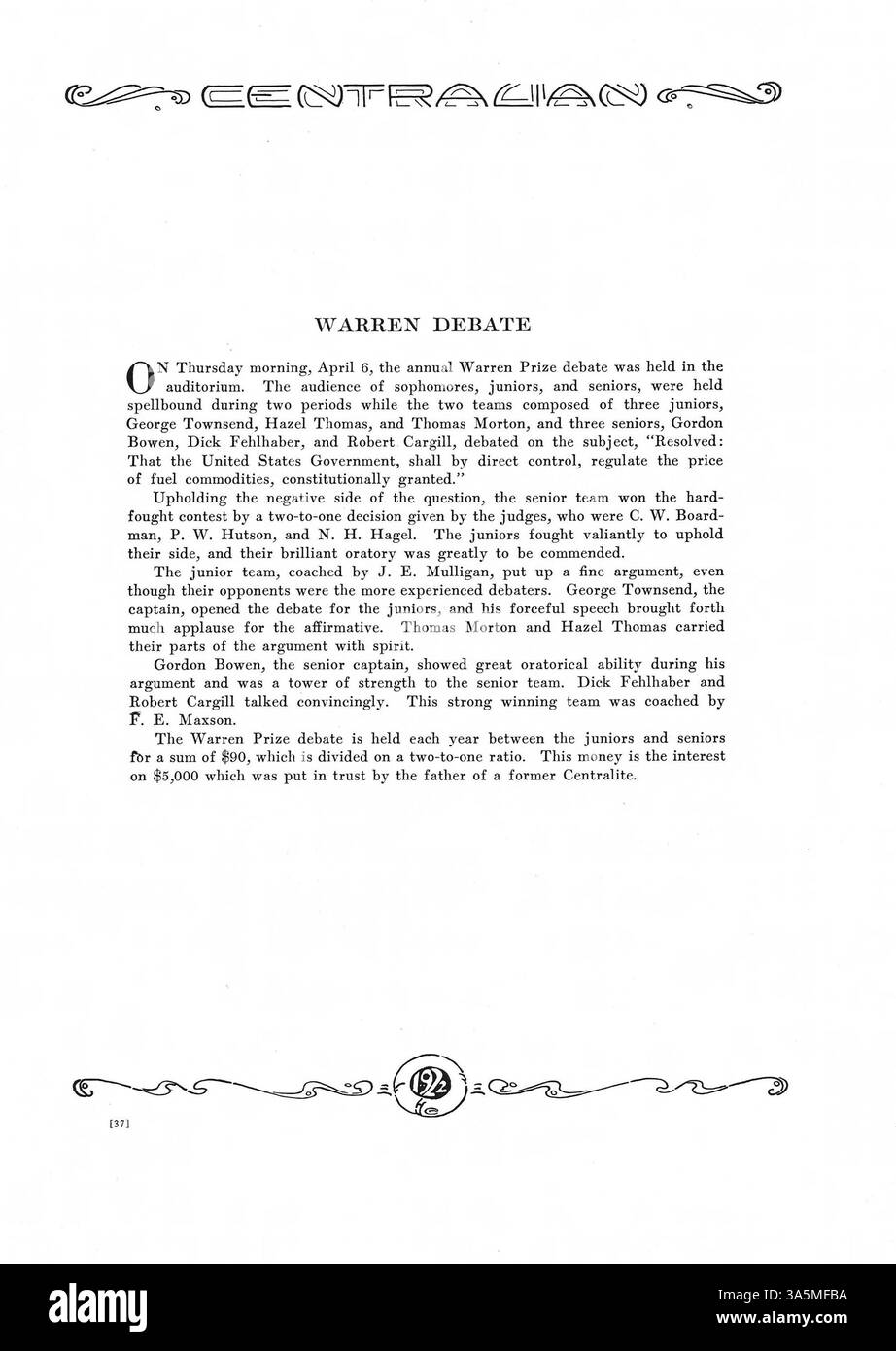 The 1922 edition of Centralian yearbook captures the activities, events ...