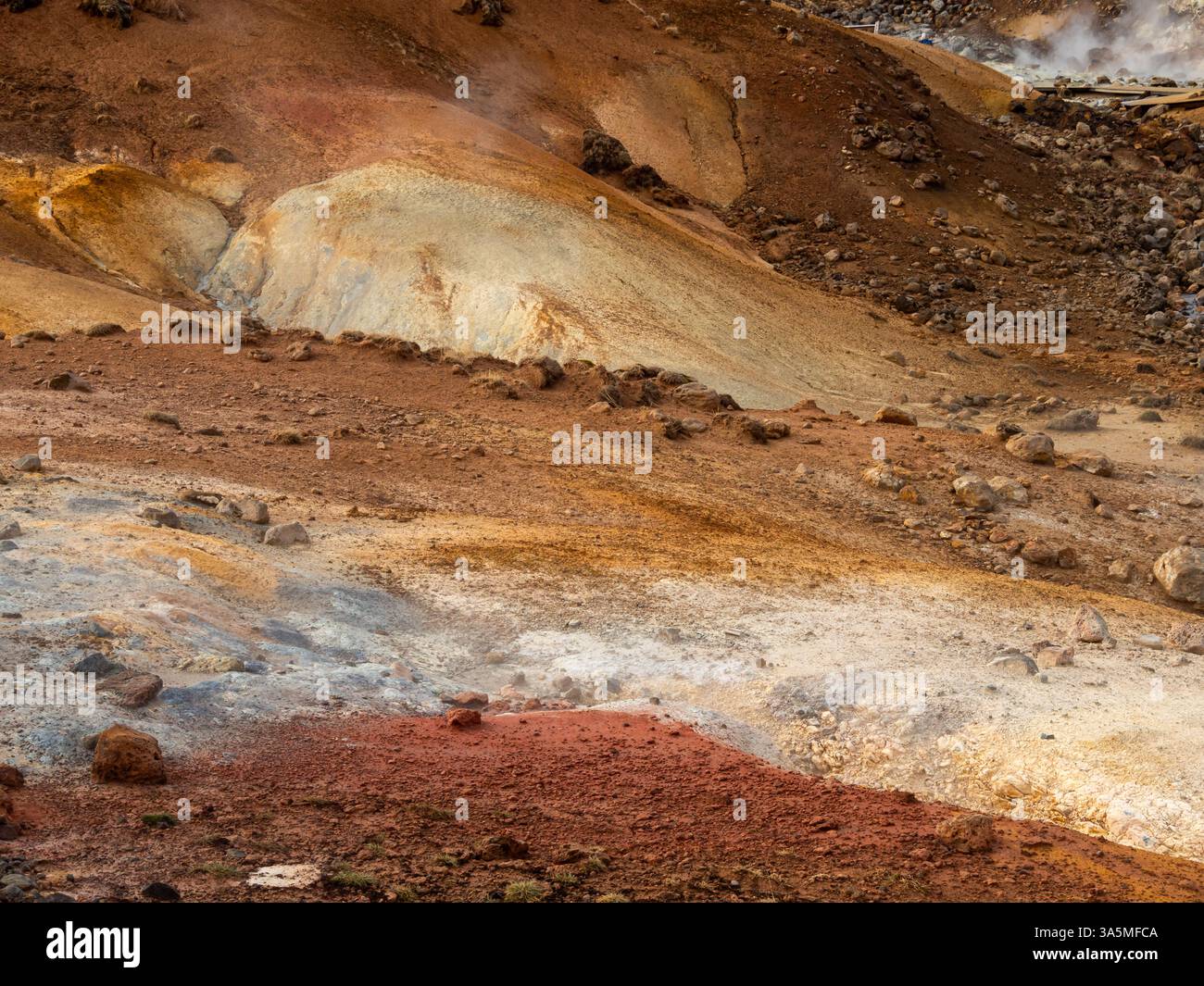 Vivid earth tones and geothermal textures in Seltún. Minerals paint the ...