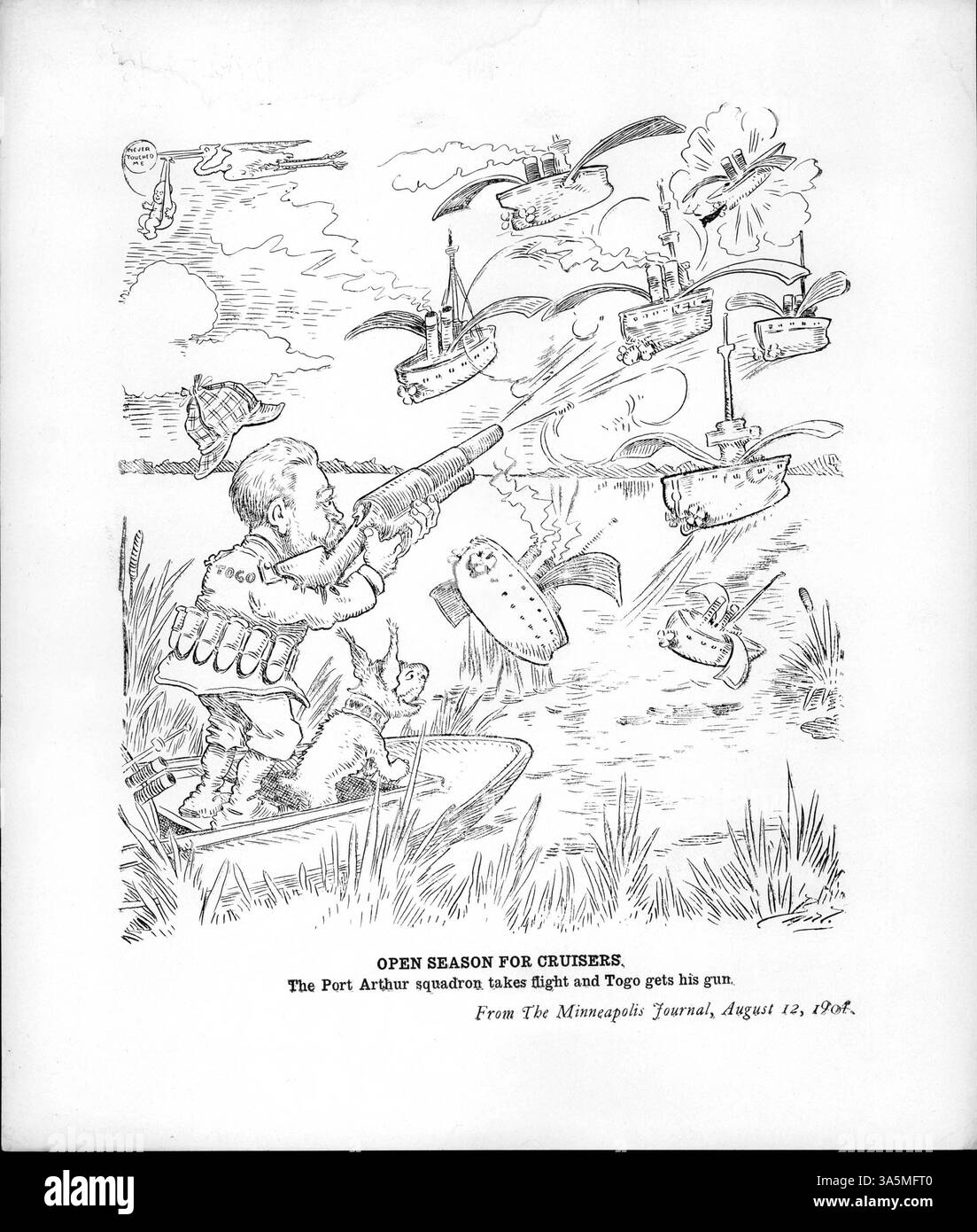 'Open Season for Cruisers' is a cartoon depicting the Russian fleet at ...