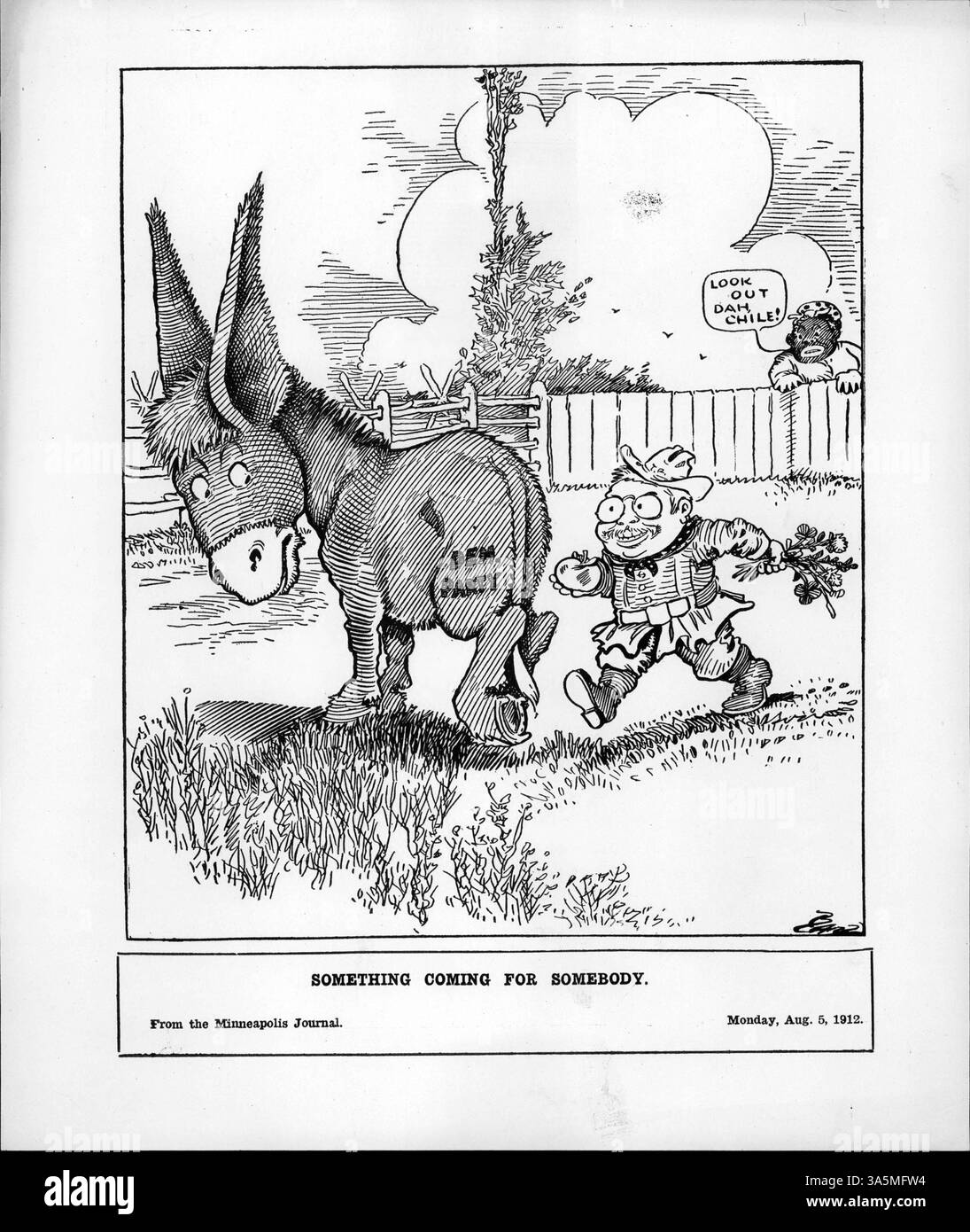 The cartoon 'Something Coming For Somebody' features Theodore Roosevelt ...