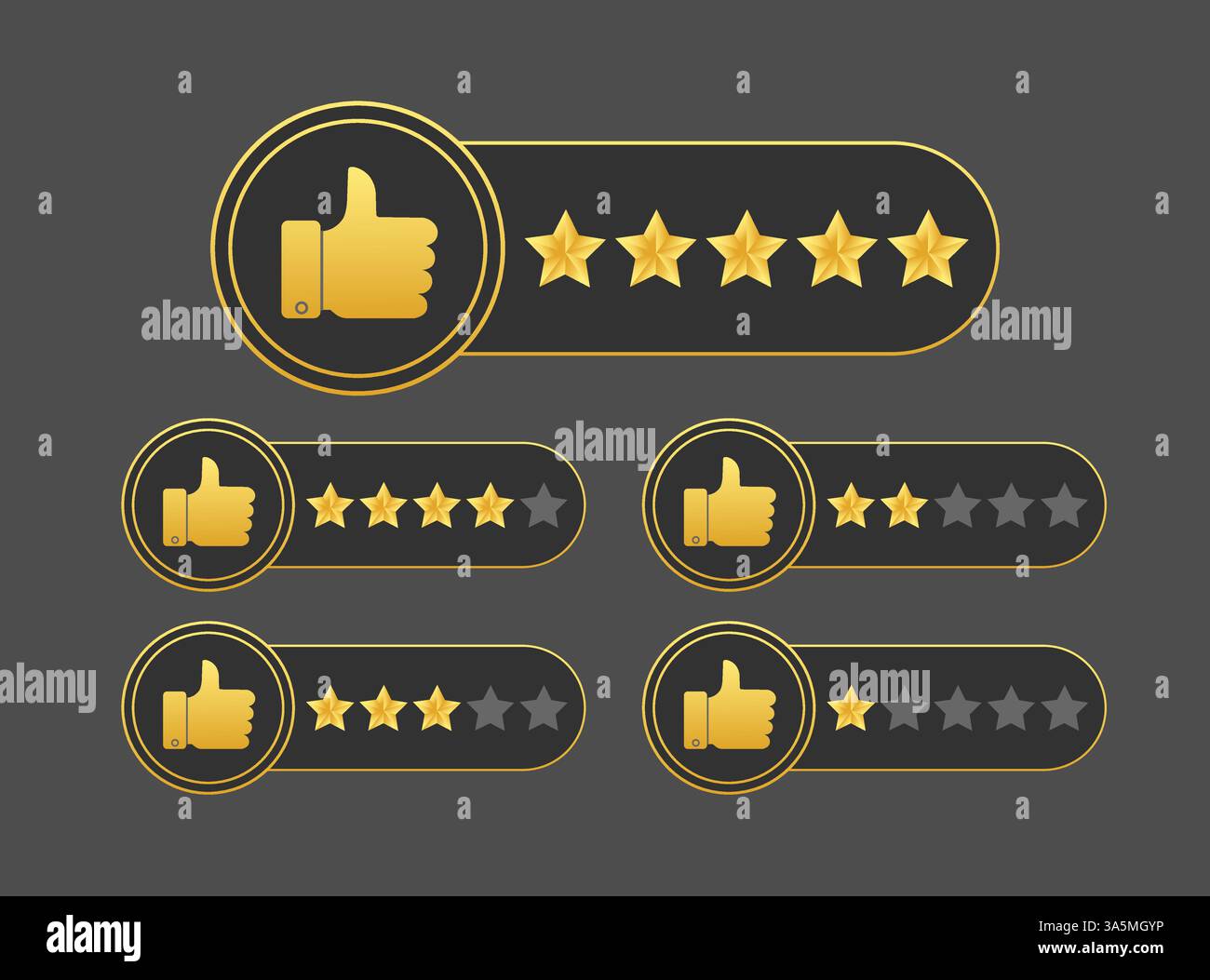 Star rating set in line art style on white background. Vector icon. Customer feedback Stock ...