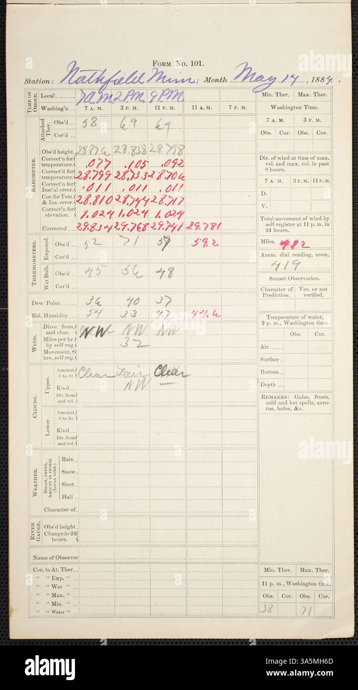 The weather diaries from Carleton College, created in May 1884, include ...