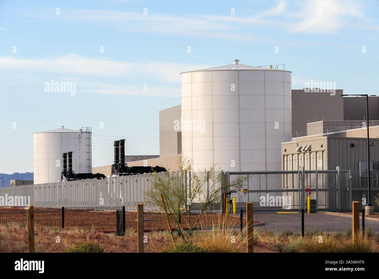 March 23, 2025, Mesa, Arizona, USA: Large water tanks and secure ...