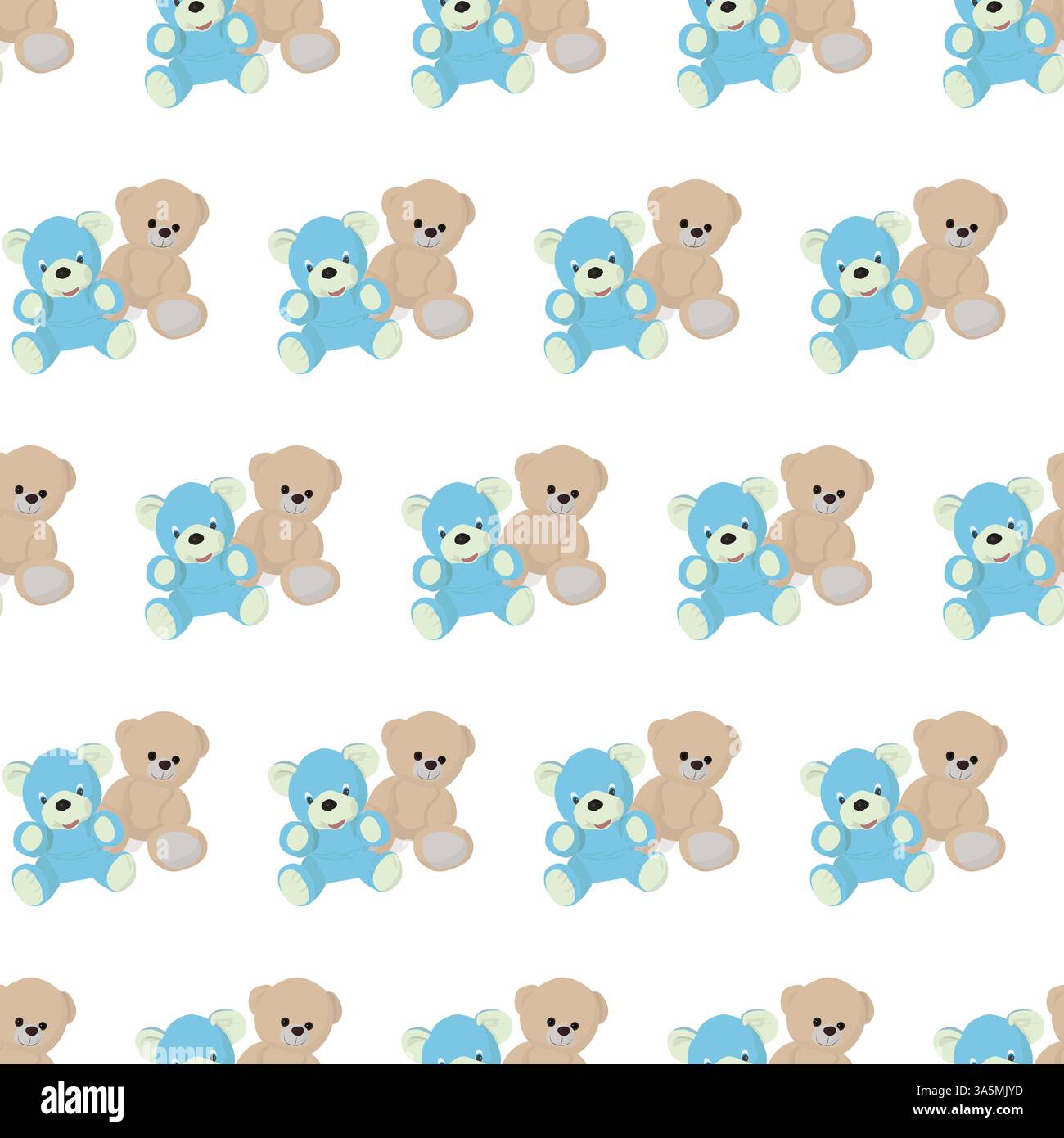 A couple of cute teddy bears. Vector illustration. Seamless pattern ...