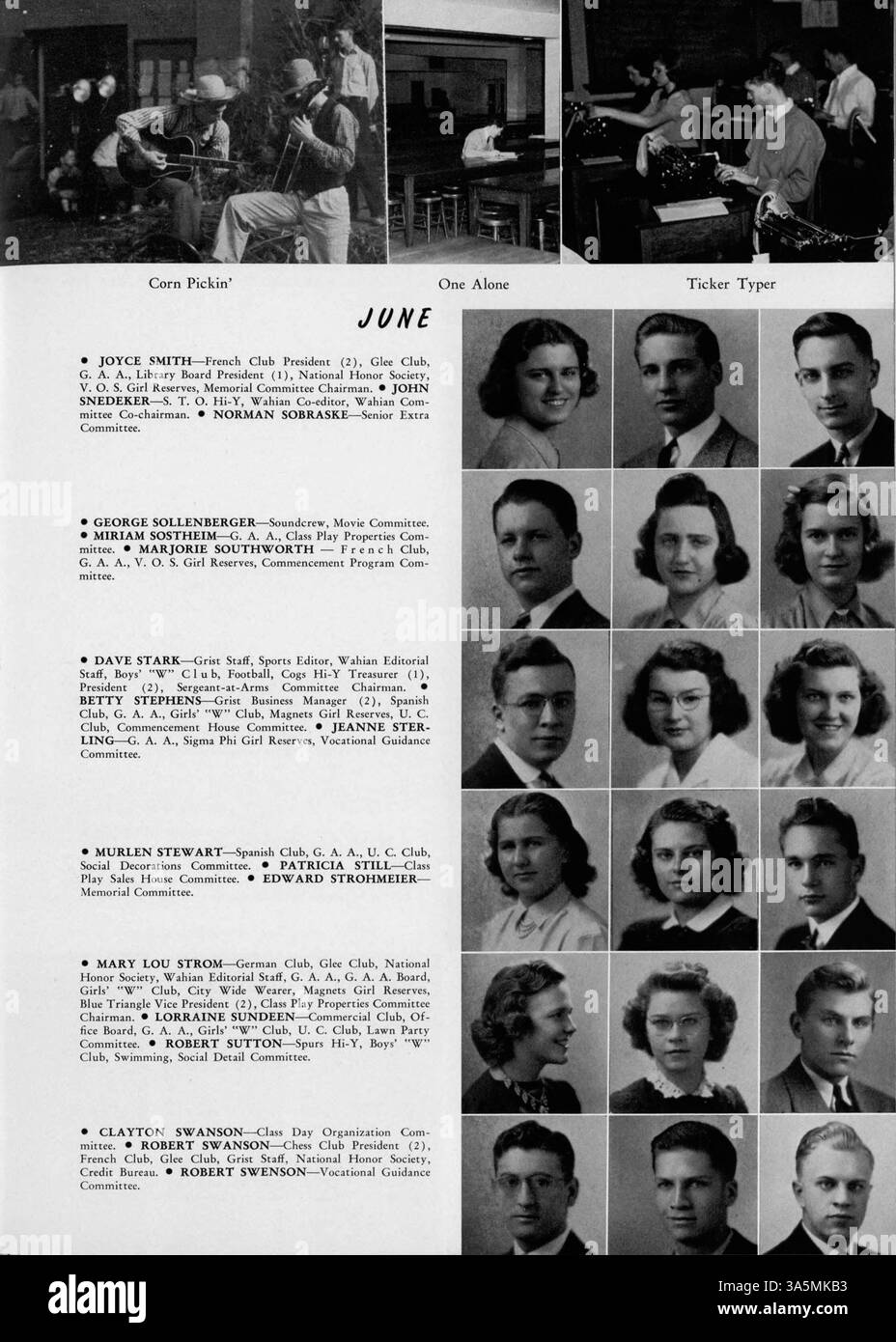 The 1940 'Wahian' yearbook from Washburn High School chronicles the student body, athletic teams ...