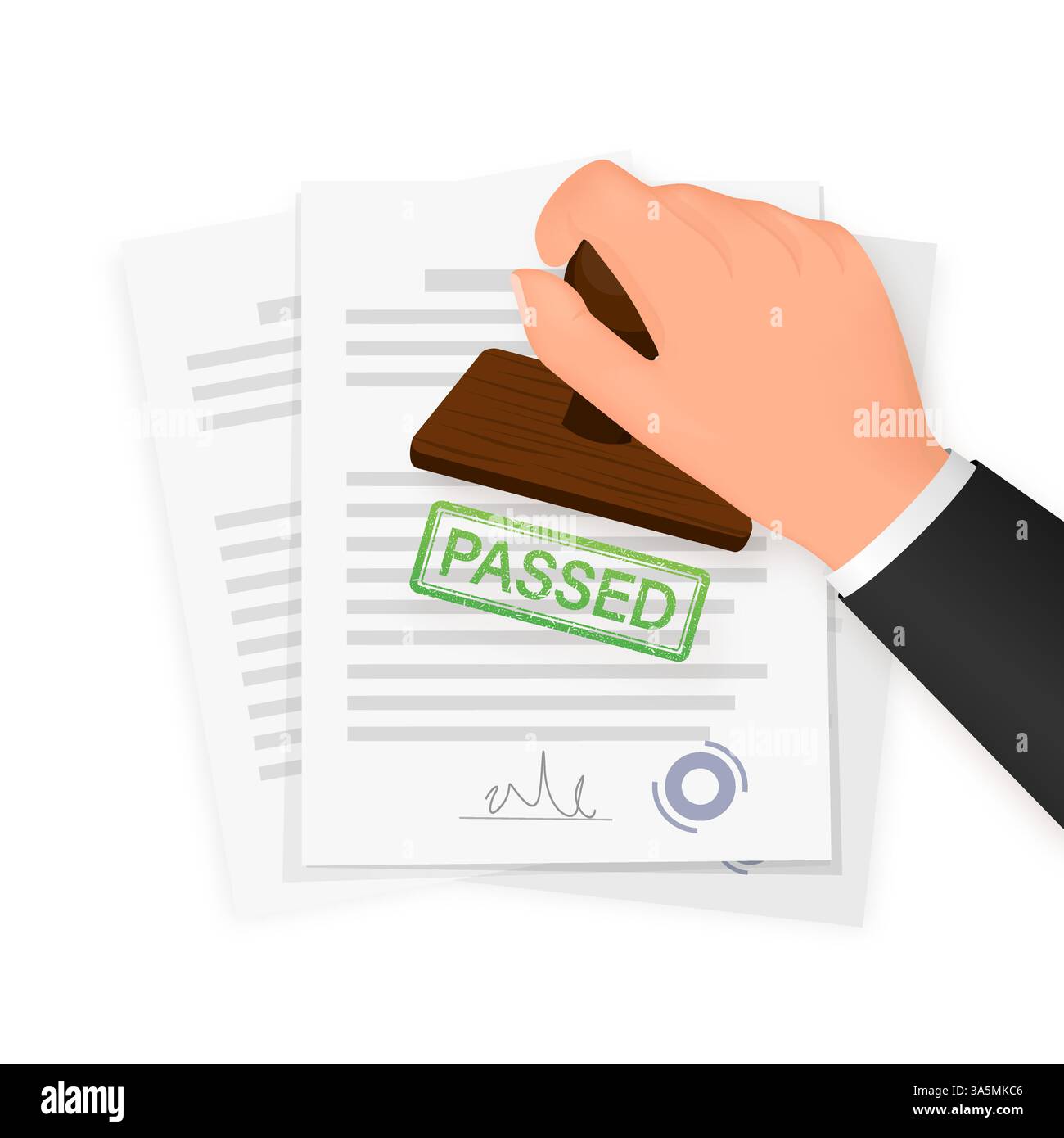 Abstract green passed stamp for print design. Vector illustration ...