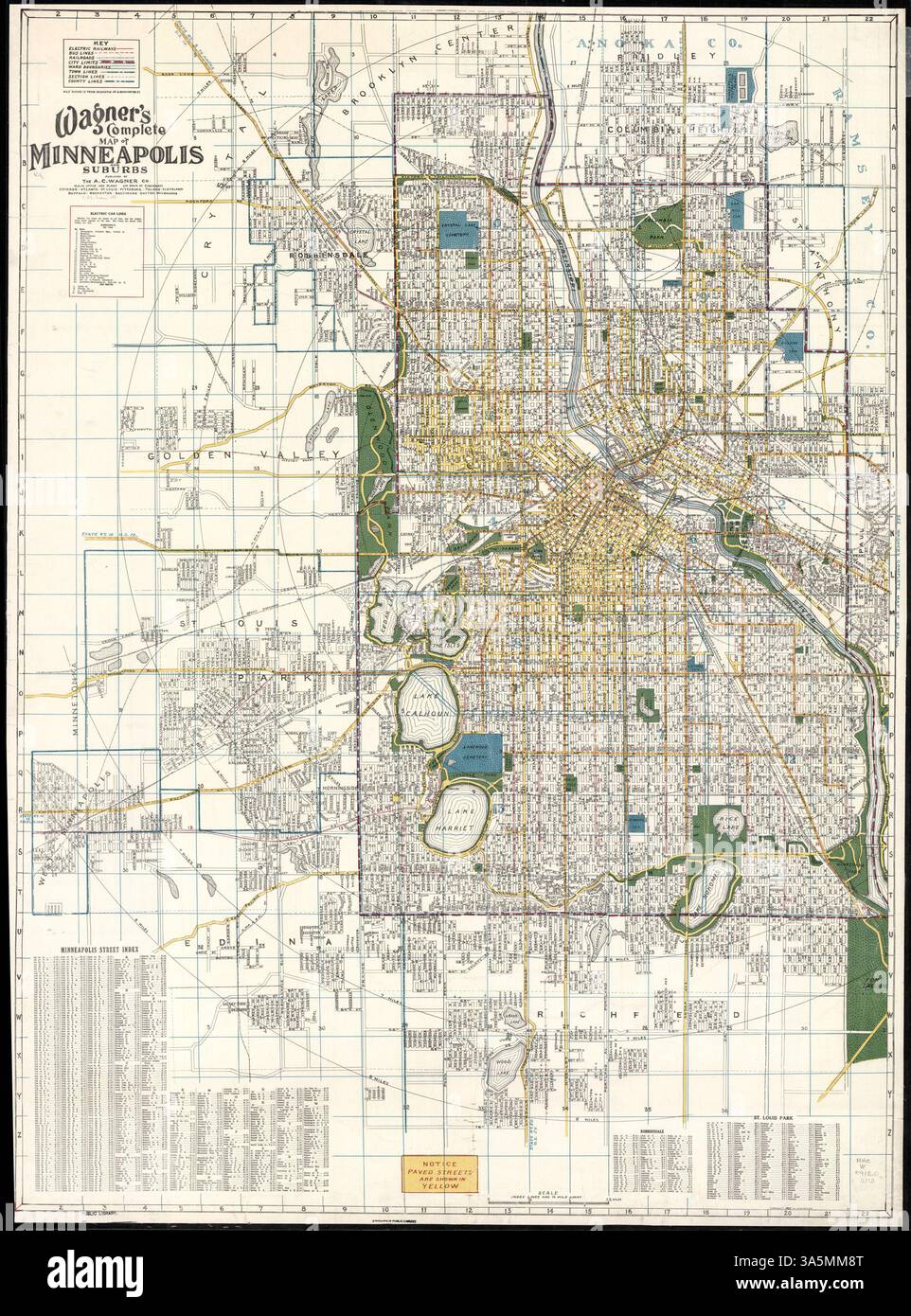 Wagner's Complete Map of Minneapolis and Suburbs provides a detailed ...