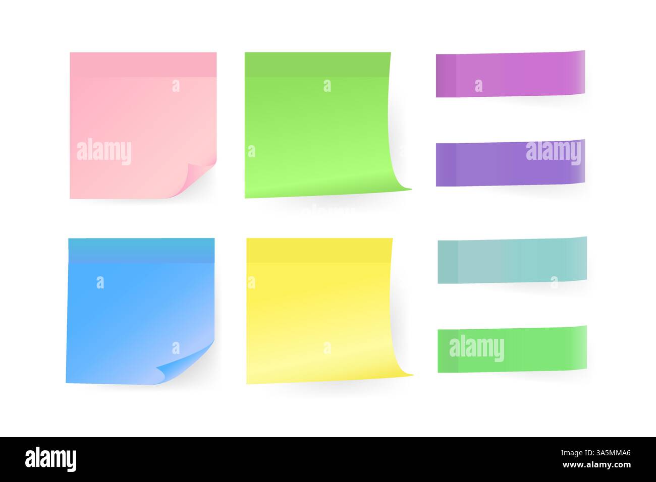 Colorful note stickers set in flat style on a white background. Vector ...