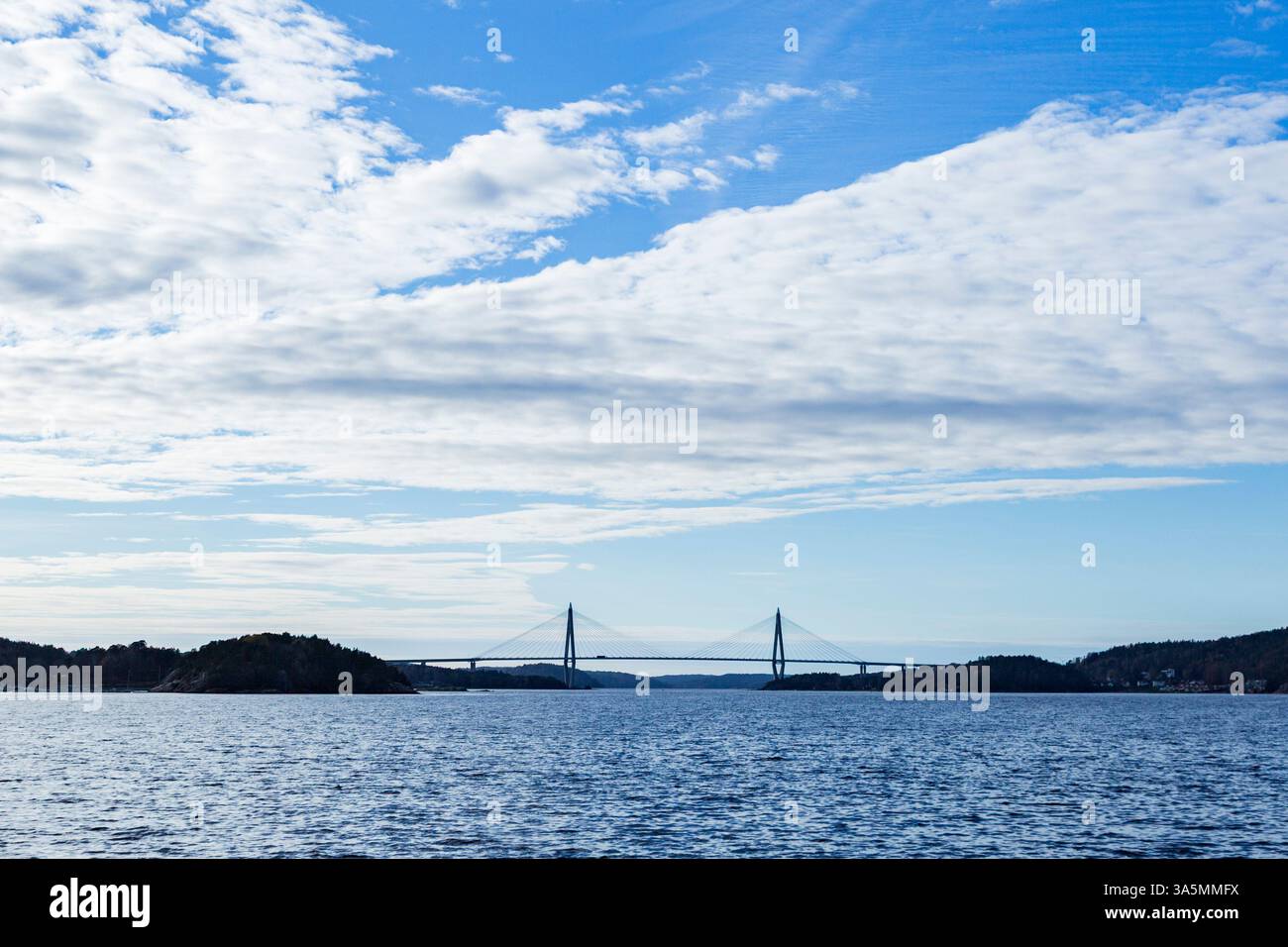 Europe, Sweden, Uddevalla. Uddevalla Bridge, cable-stayed bridge ...