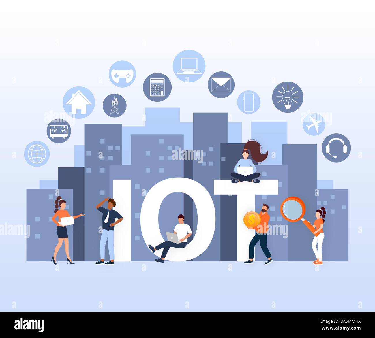 IOT. Internet of things, devices and connectivity concepts on a network ...