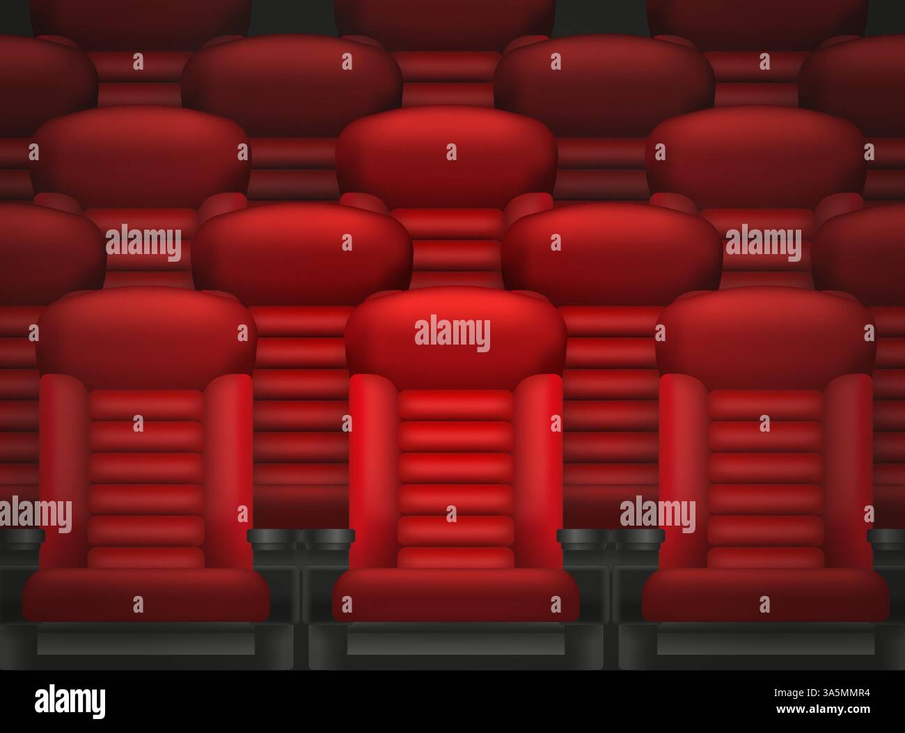 Vintage cartoon illustration with red cinema chair on white background ...