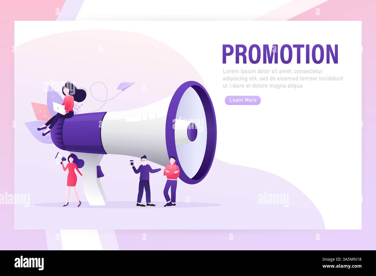 Flat advertising with promotion megaphone people for marketing ...