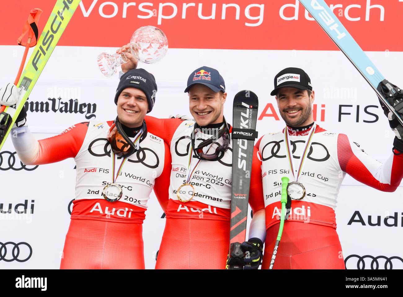 March 23, 2025, Sun Valley, Idaho, United States: The top three ski ...