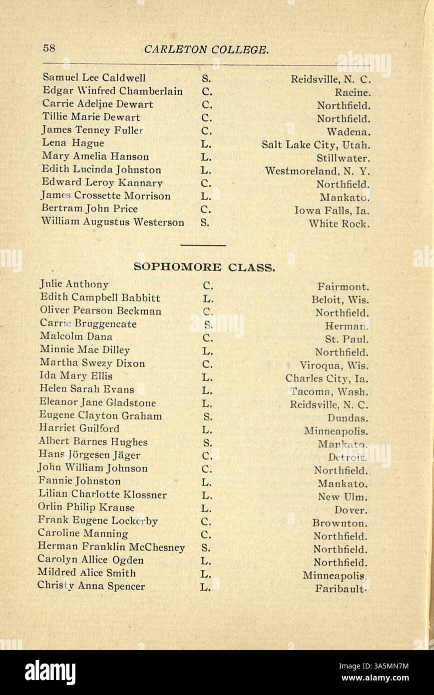 The 1895 1896 carleton college catalog includes information about ...