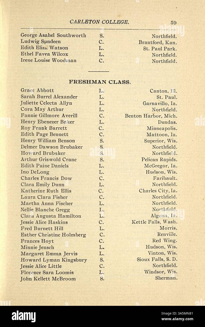 This Carleton College catalog from 1895-1896 lists courses of study ...