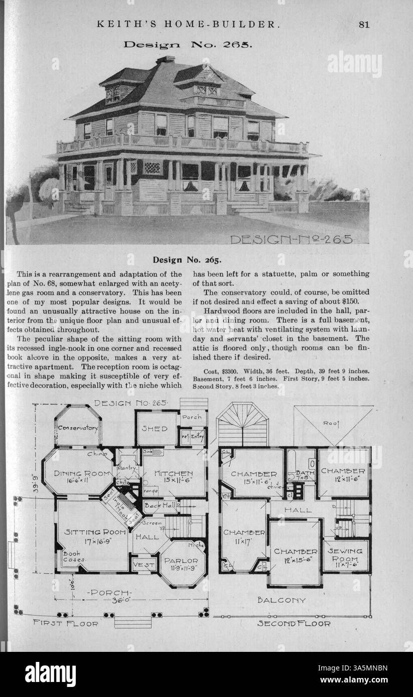 Keith's Home-Builder, 1899, showcases various house designs, floor ...