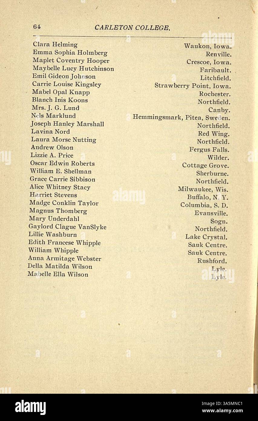 This catalog from carleton college for 1895 1896 includes a vari hi-res ...