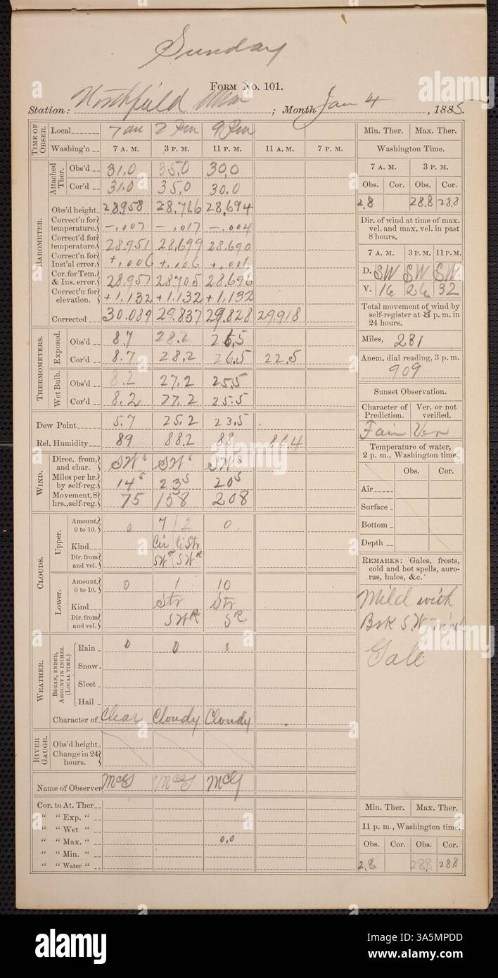 Logged by staff using military weather forms hi-res stock photography ...