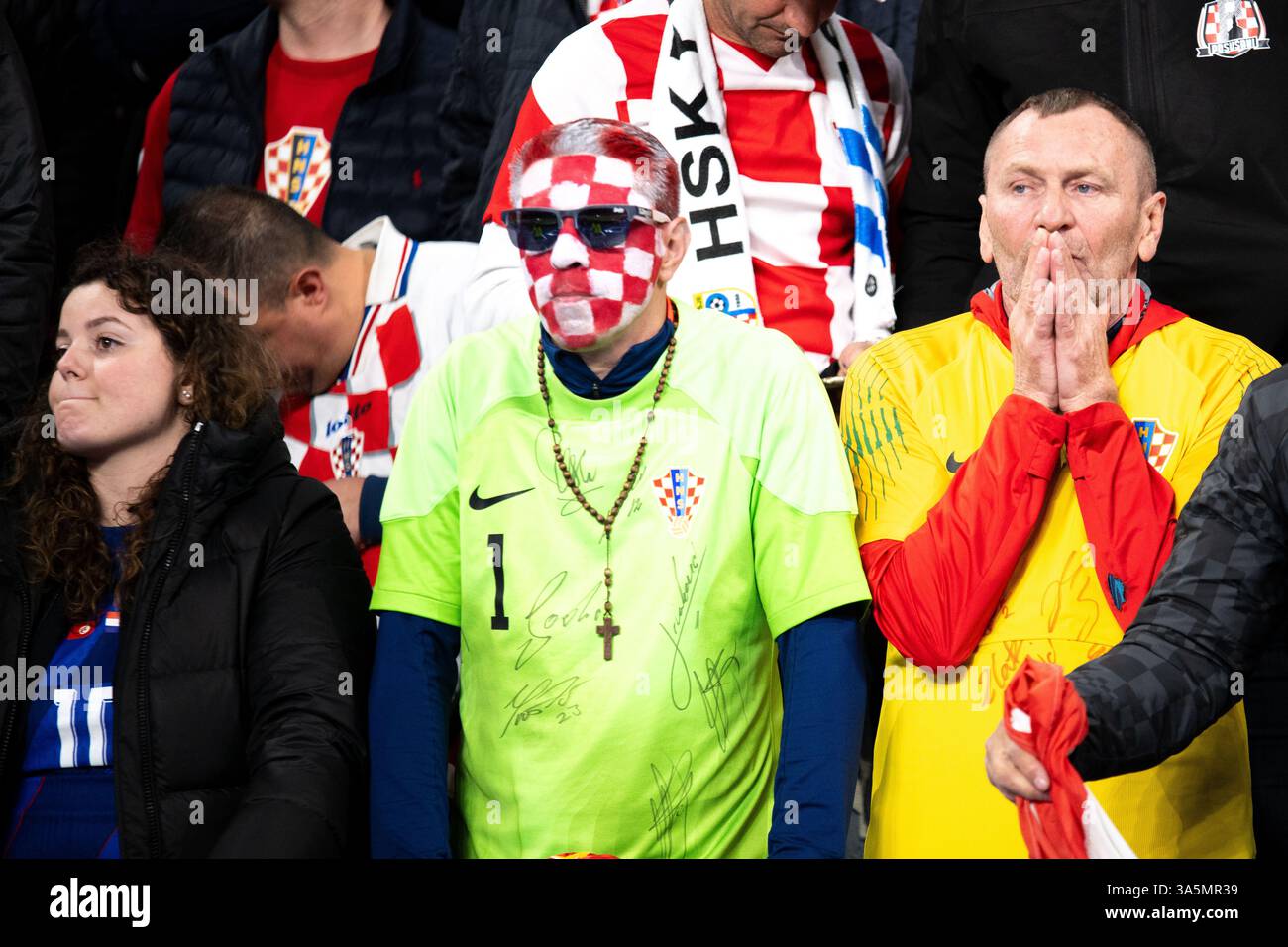 Sad fans of Croatia during the UEFA Nations League, Quarter-finals, 2nd ...