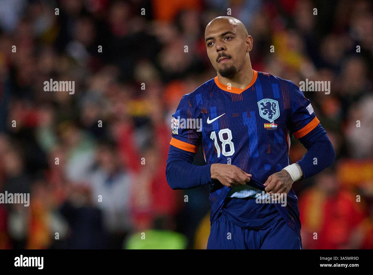 Valencia, Spain. 23rd Mar, 2025. Netherlands' Donyell Malen rejected ...