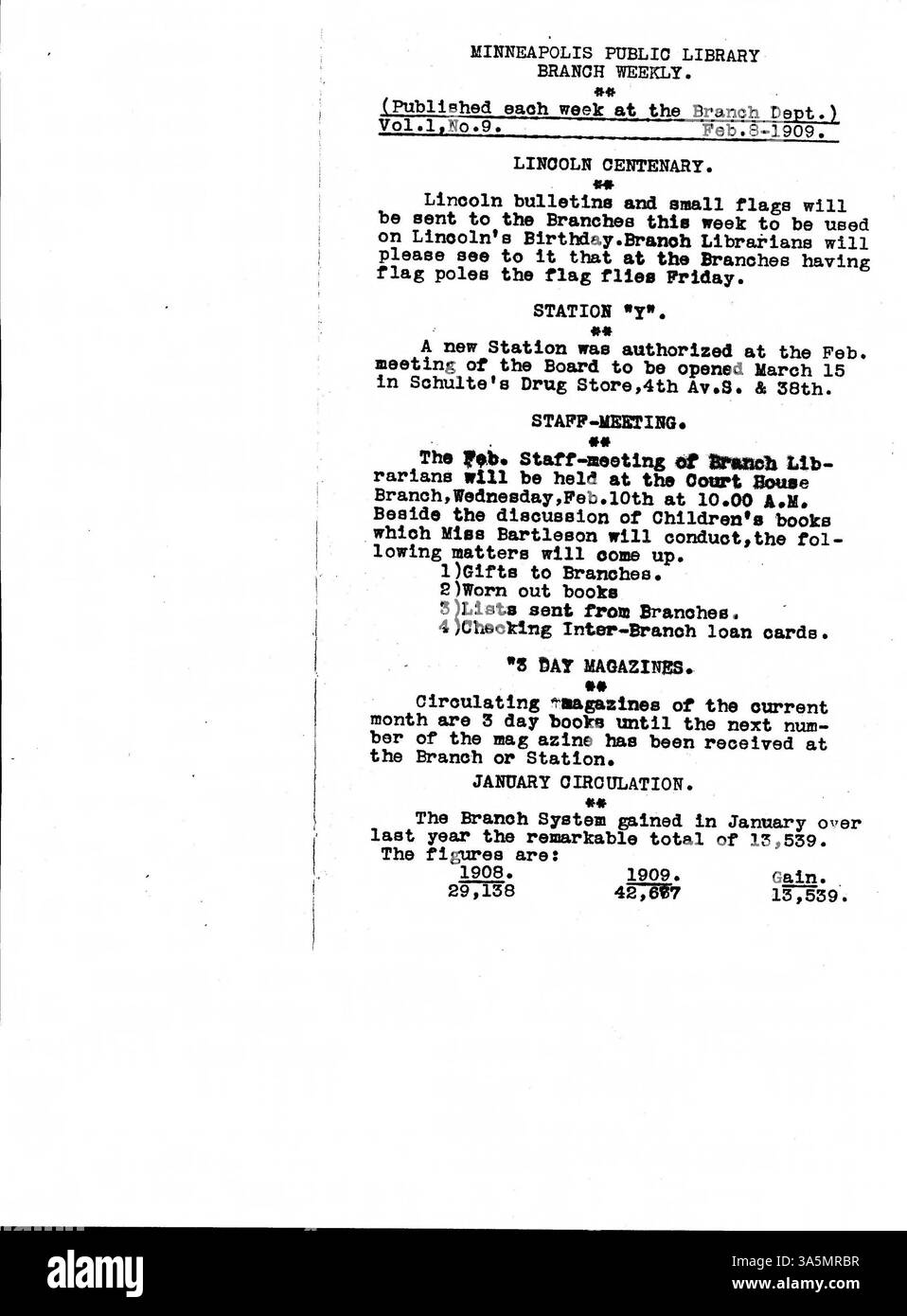 This official bulletin from the minneapolis public library hi-res stock ...