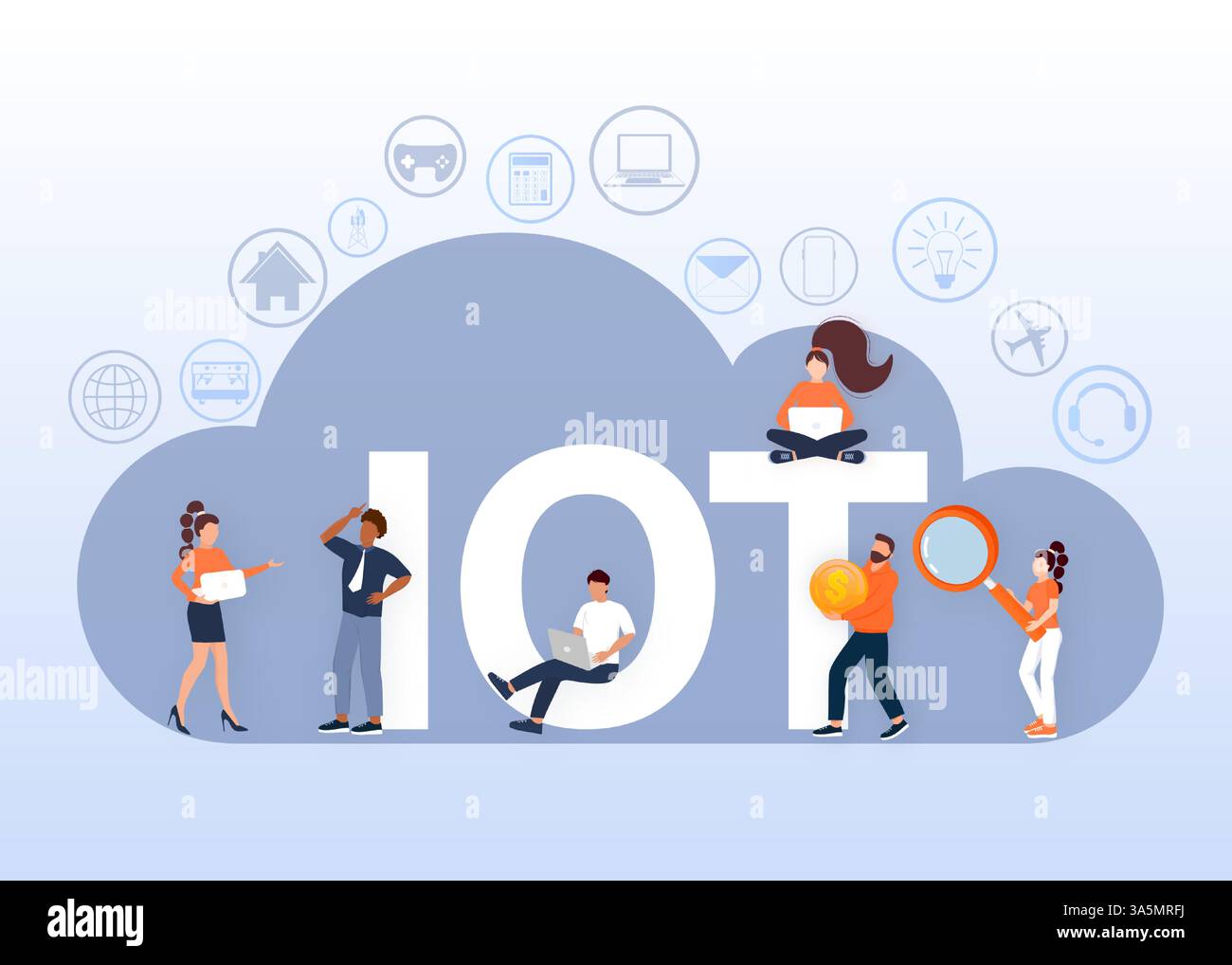 IOT. Internet of things, devices and connectivity concepts on a network ...