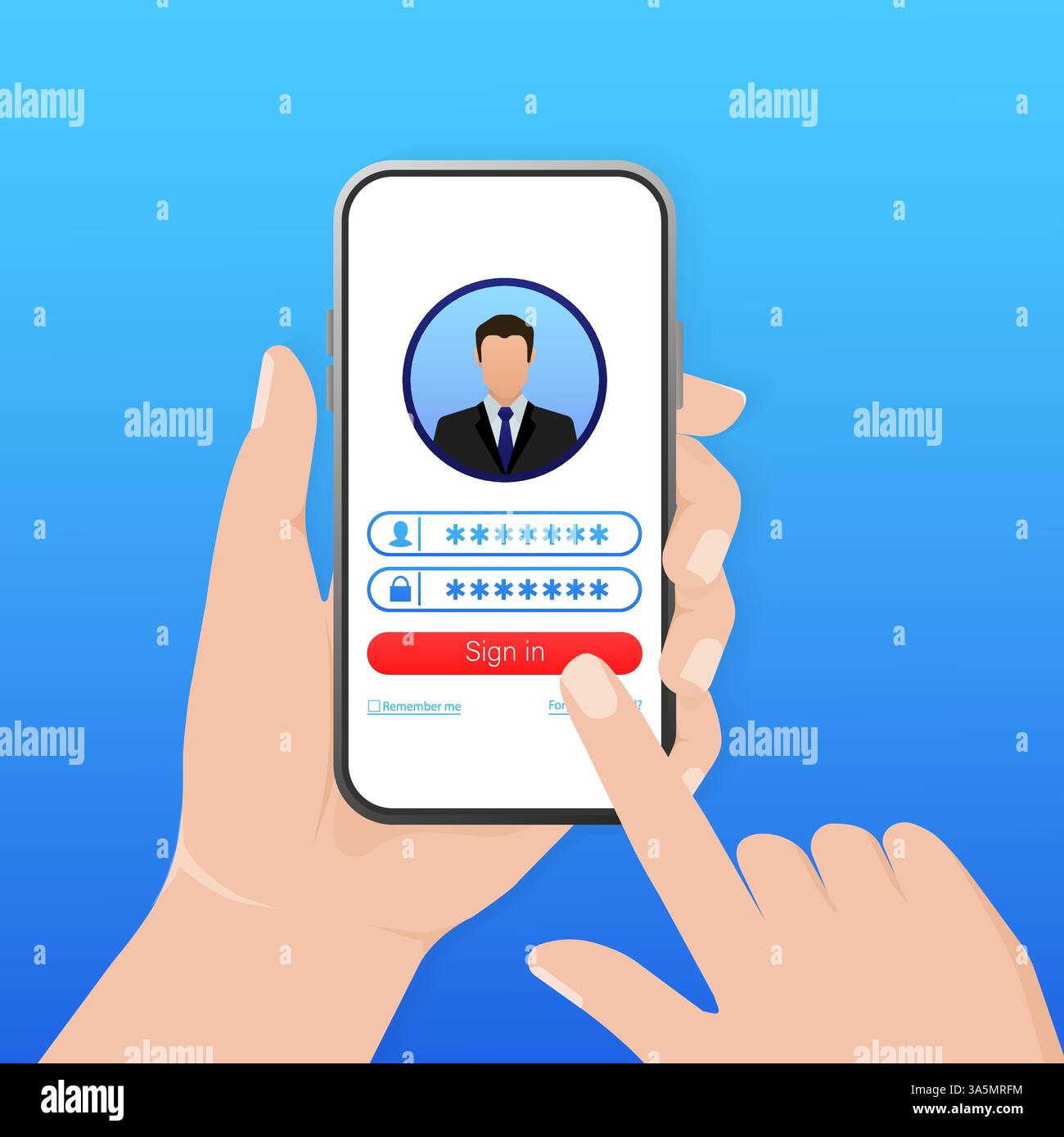 Log in tablet hands, great design for any purposes. Vector illustration ...