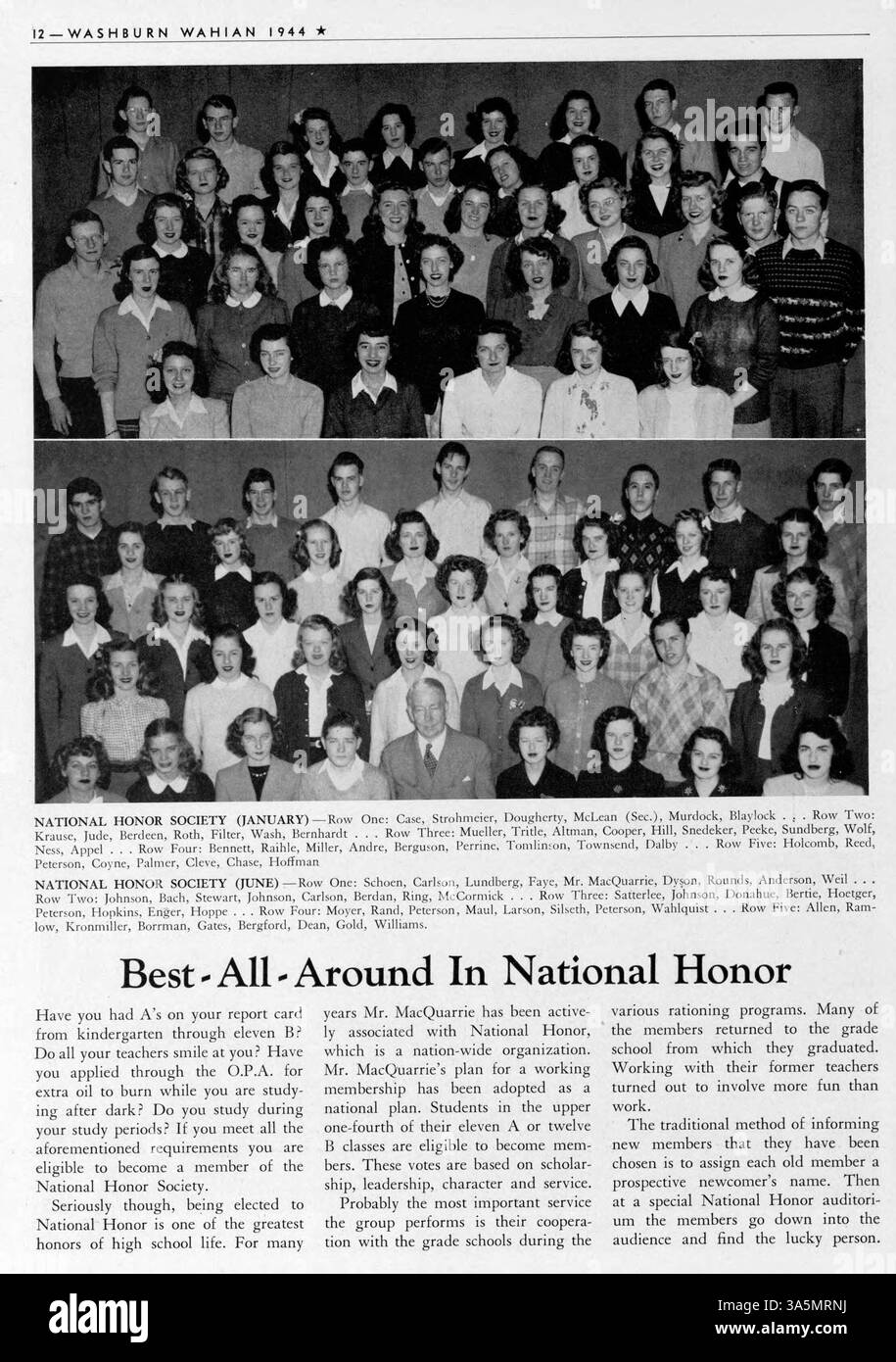 This 1944 yearbook from Washburn High School documents the student body ...