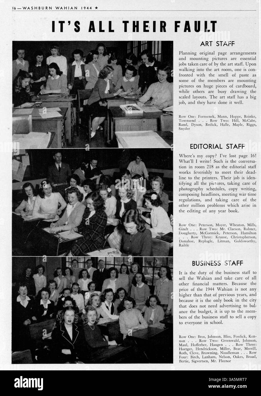 This 1944 Wahian yearbook from Washburn High School includes ...