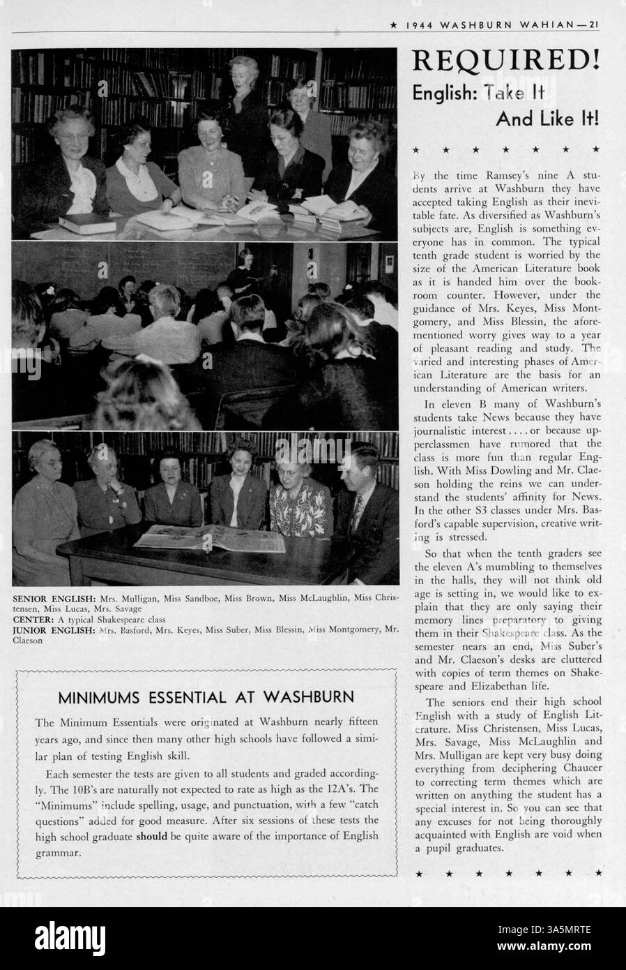 The 1944 Washburn yearbook captures the student body, school events ...