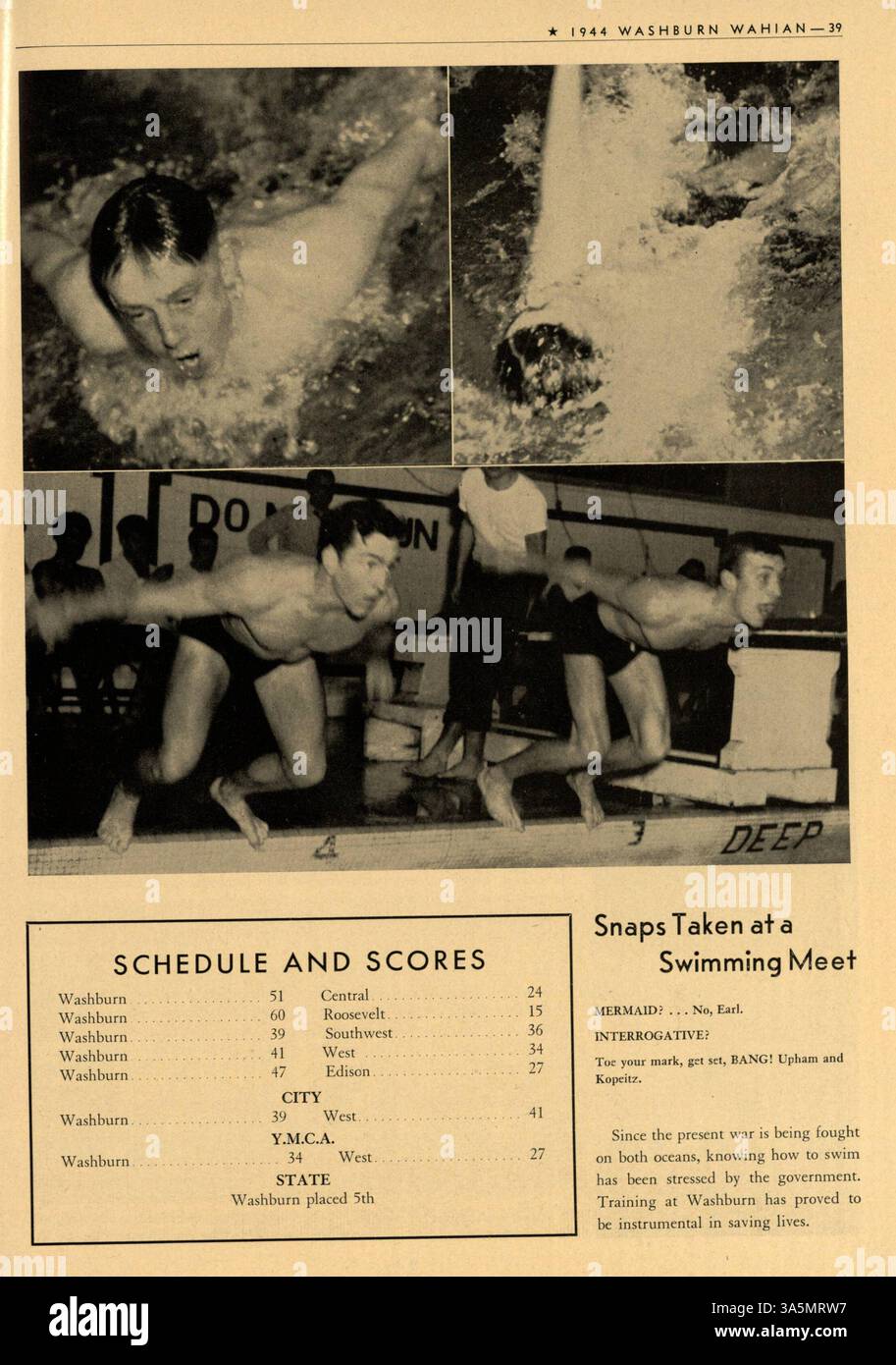 The 1944 Wahian yearbook from Washburn High School records important ...