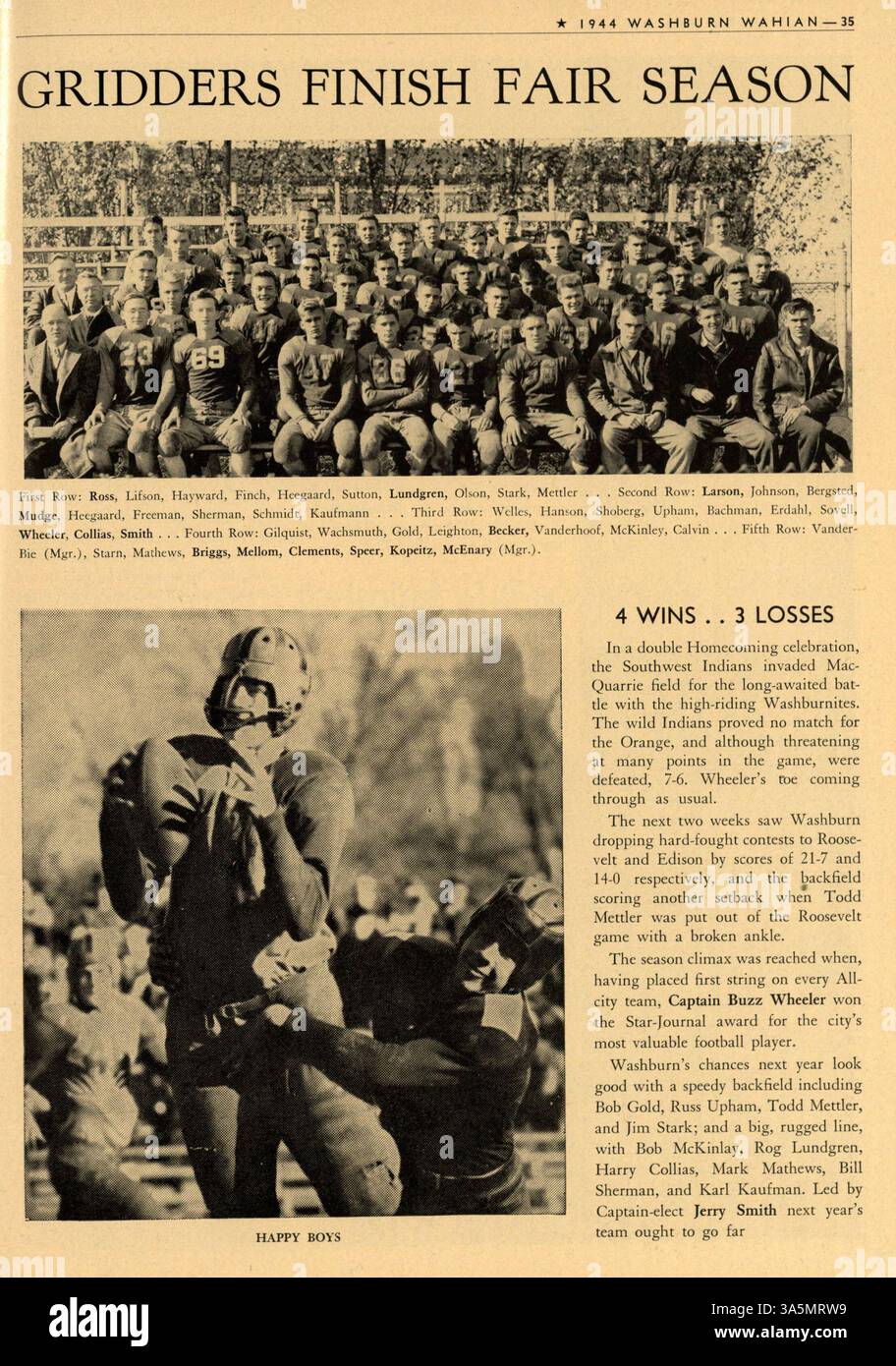 This Washburn High School yearbook from 1944 documents the students ...