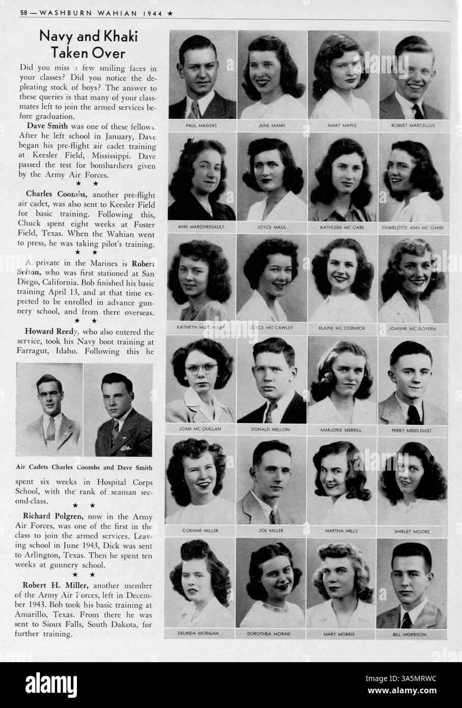 The 1944 Wahian yearbook from Washburn High School captures the essence ...