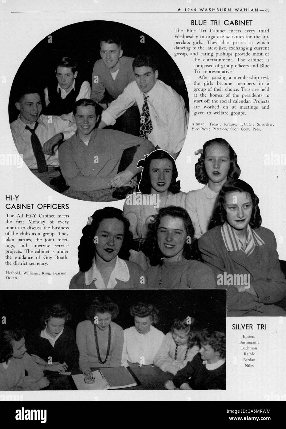 This 1944 wahian yearbook from washburn high school documents th hi-res ...