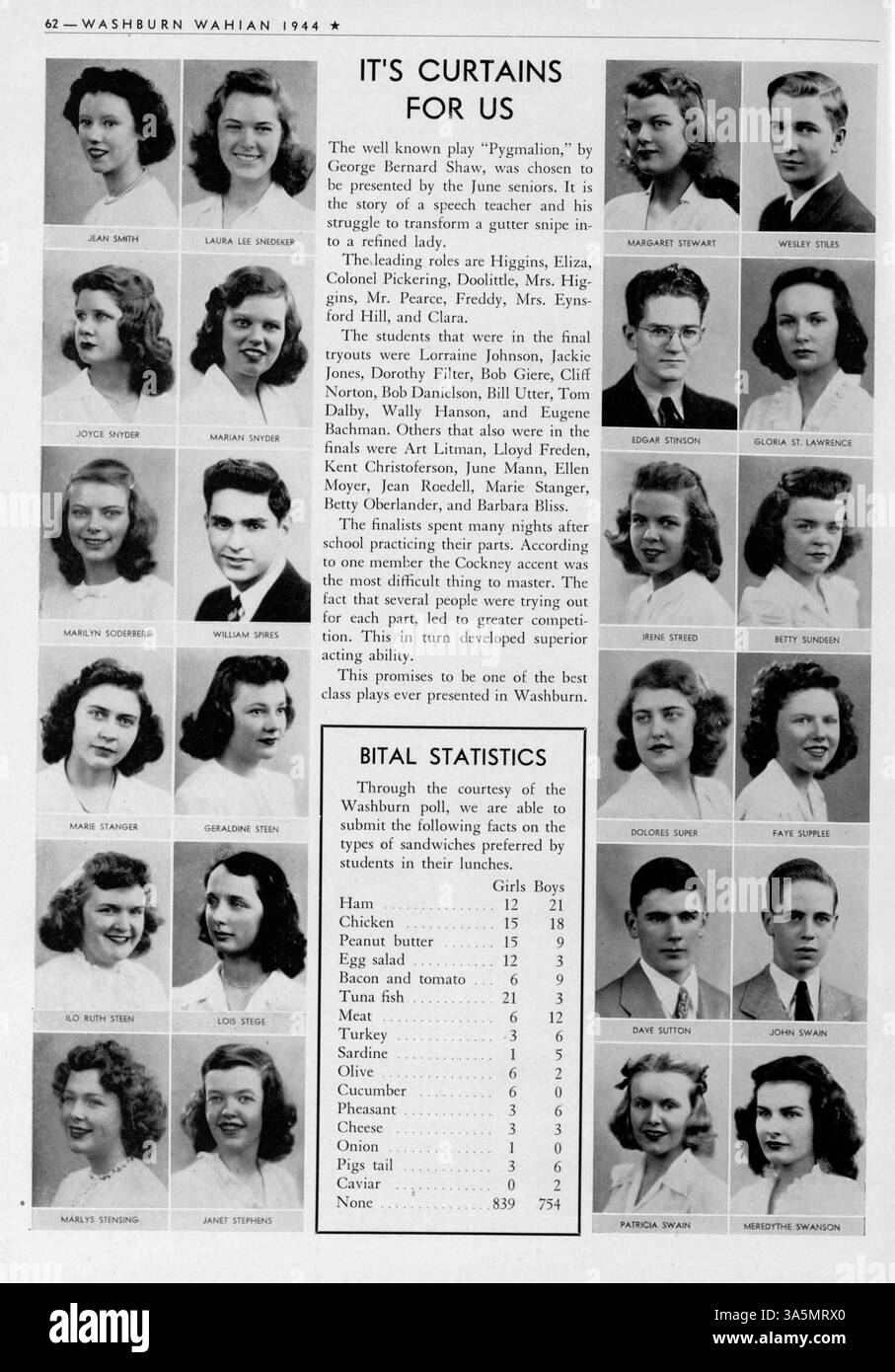 The 1944 Wahian yearbook from Washburn High School documents the ...